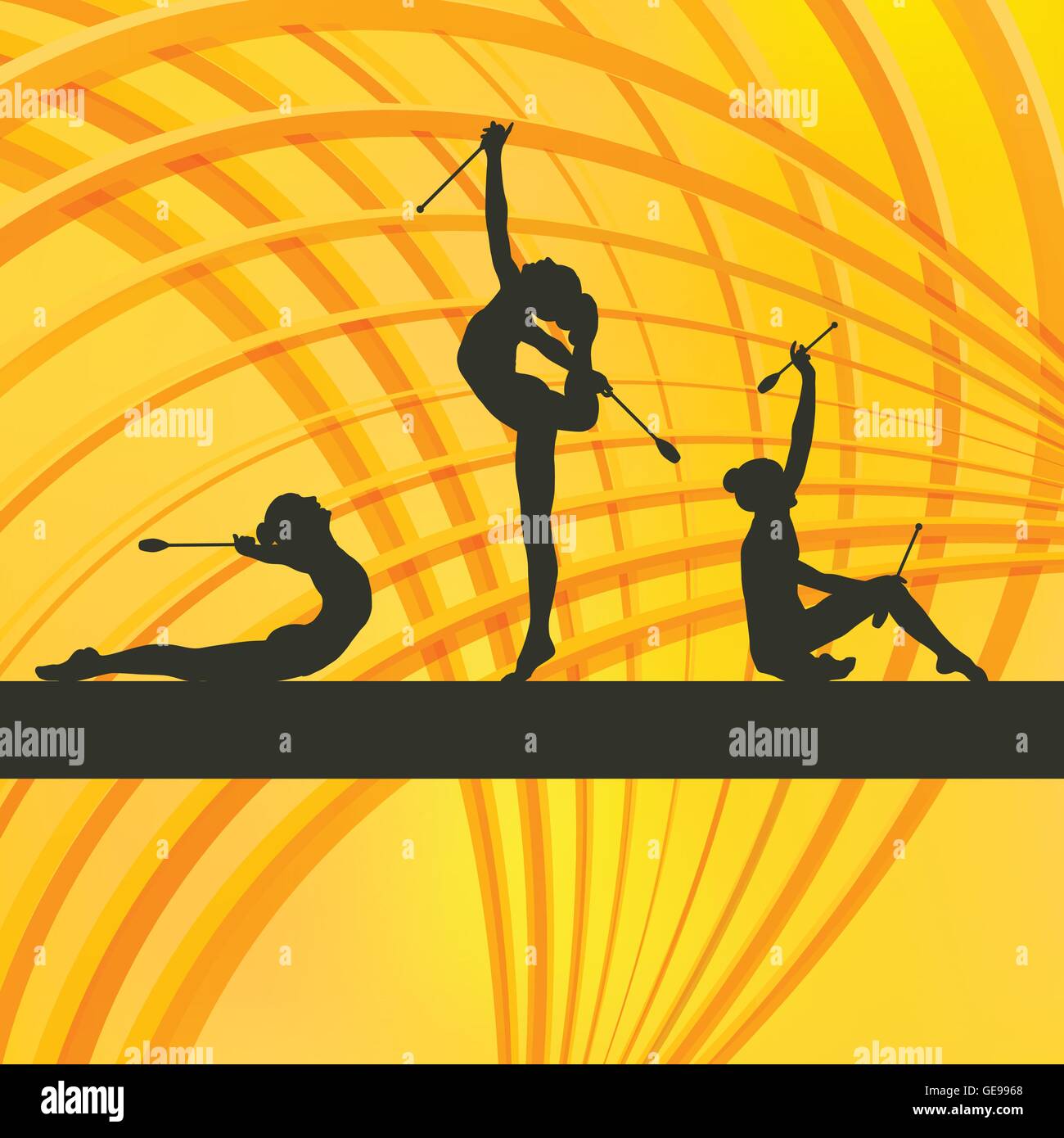 Rhythmic Gymnastics woman with clubs vector background concept Stock ...