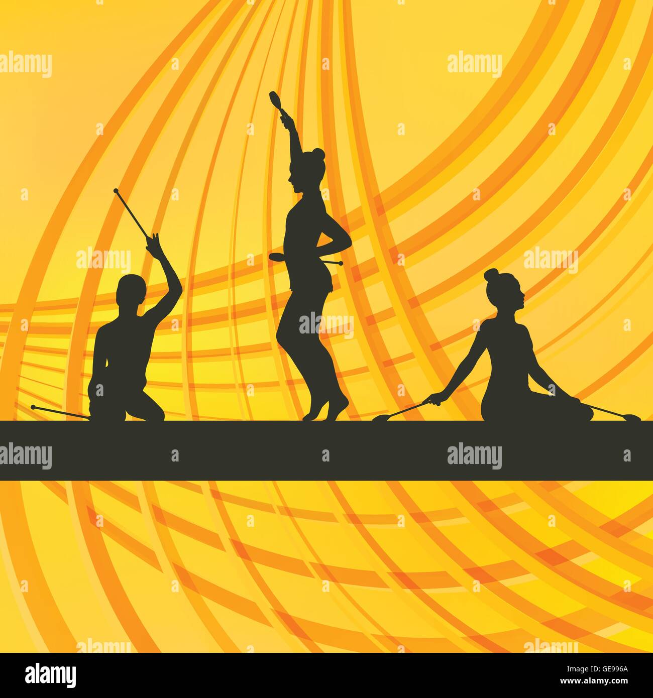 Rhythmic Gymnastics woman with clubs vector background concept Stock ...