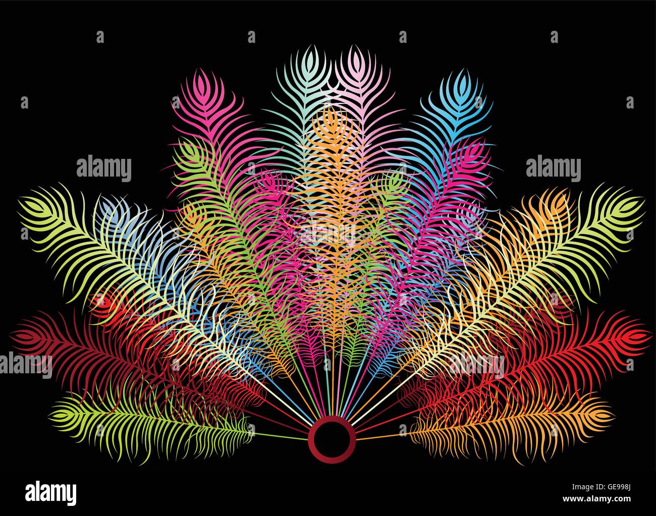 Feathers fan vector on black background for poster Stock Vector Image ...