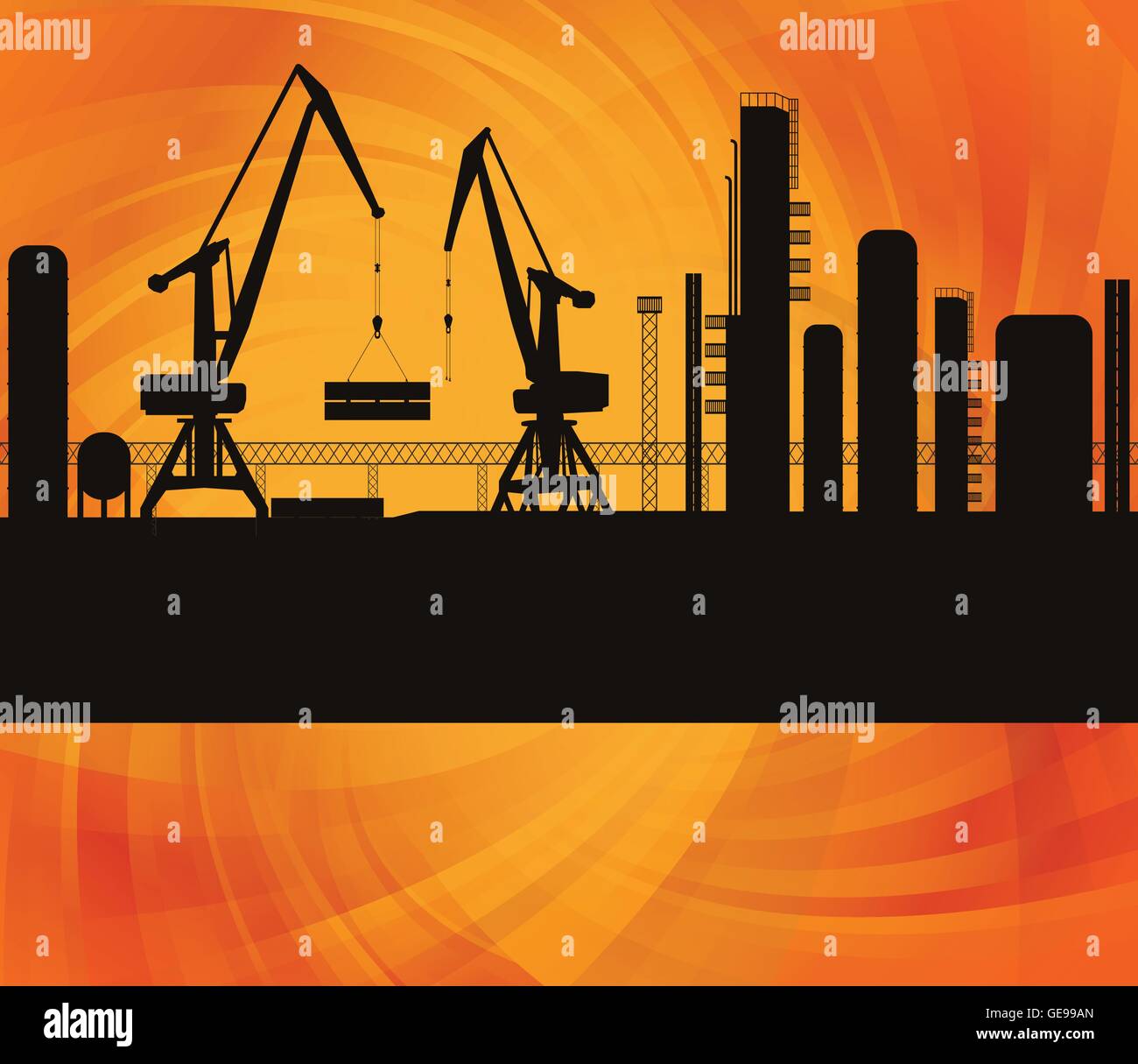 Oil refinery station background illustration vector Stock Vector Image ...