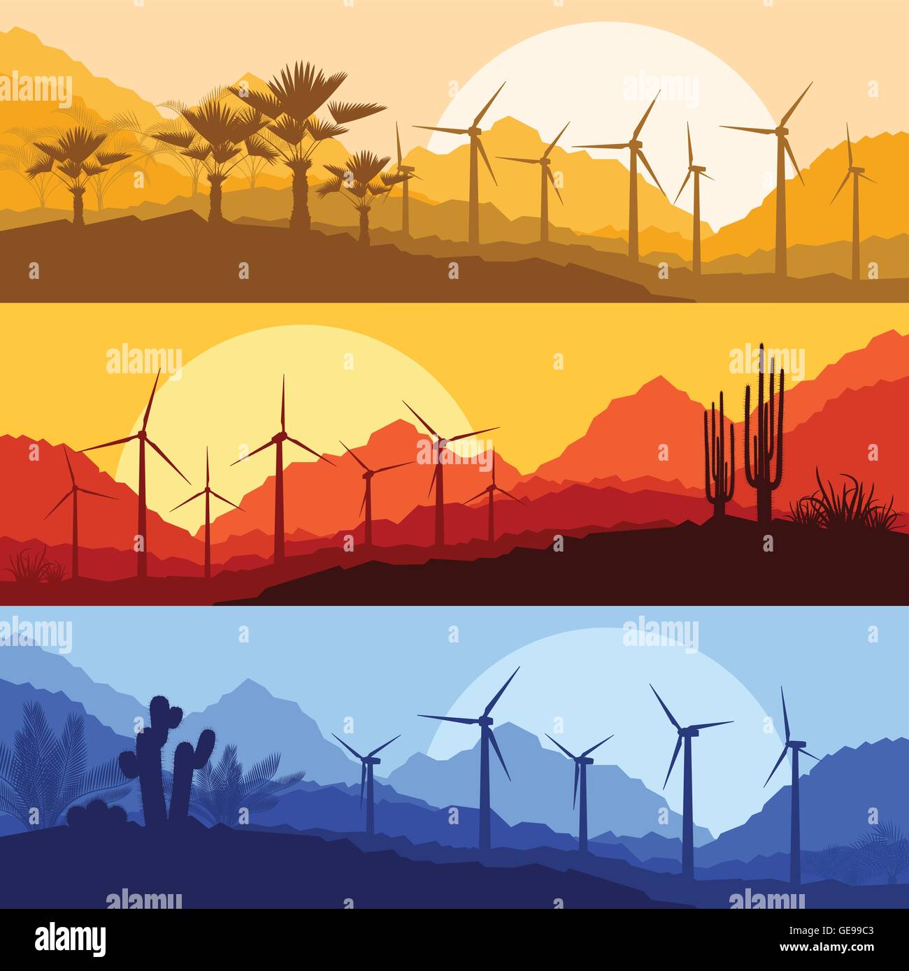 Wind energy in the desert Stock Vector Images - Alamy