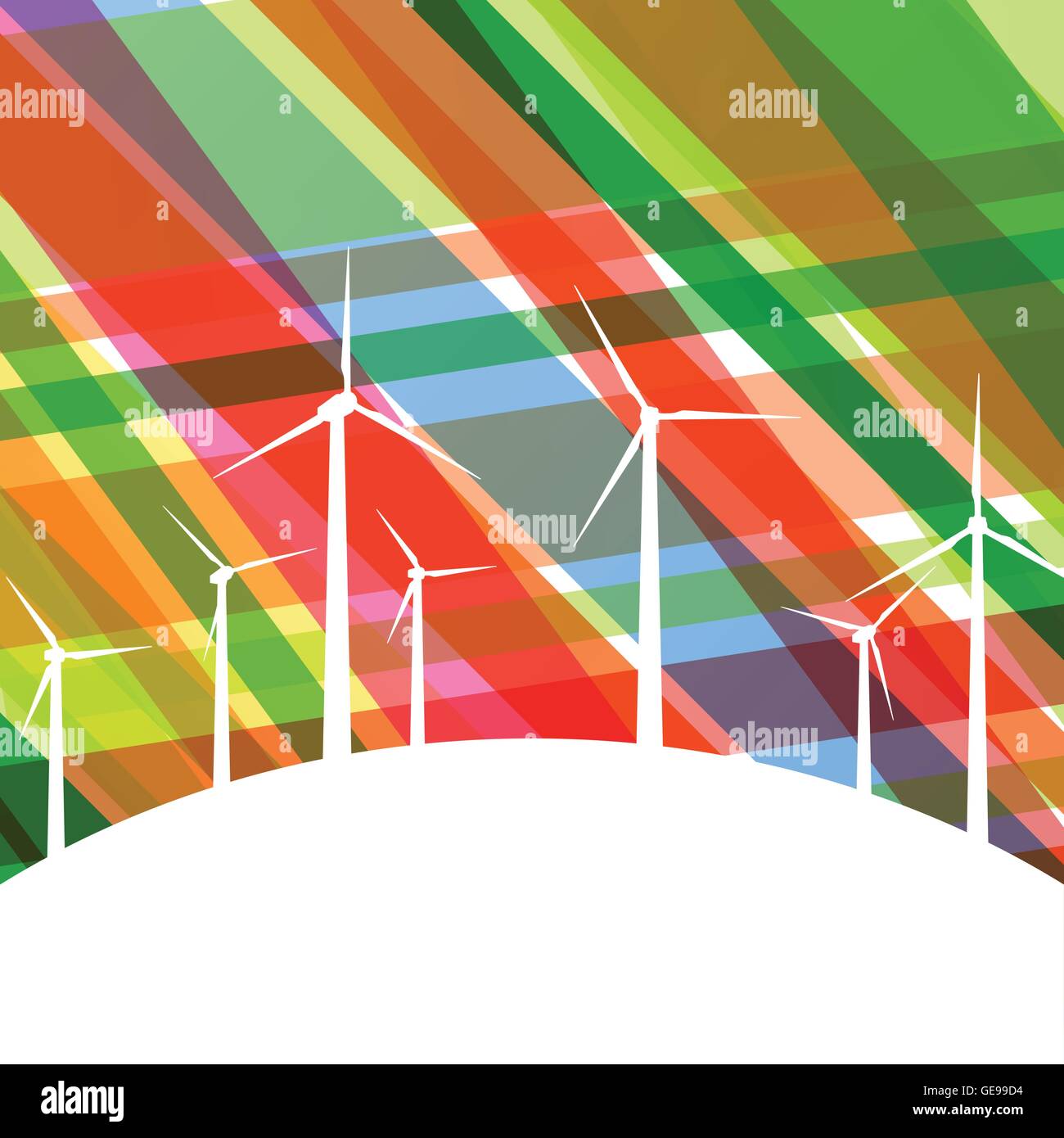 Colorful wind electricity generators and windmills detailed ecology ...
