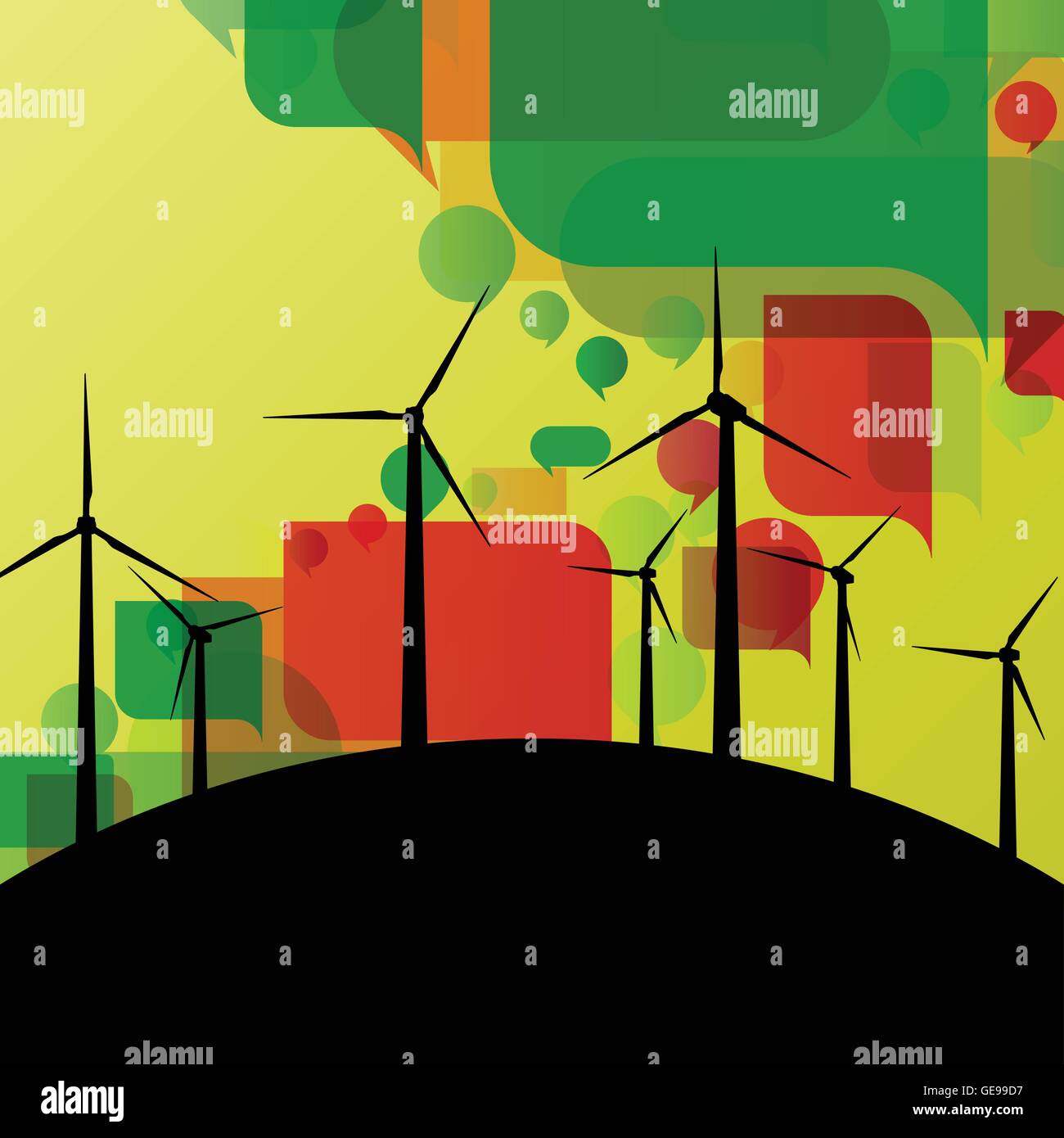 Colorful wind electricity generators and windmills detailed ecology ...