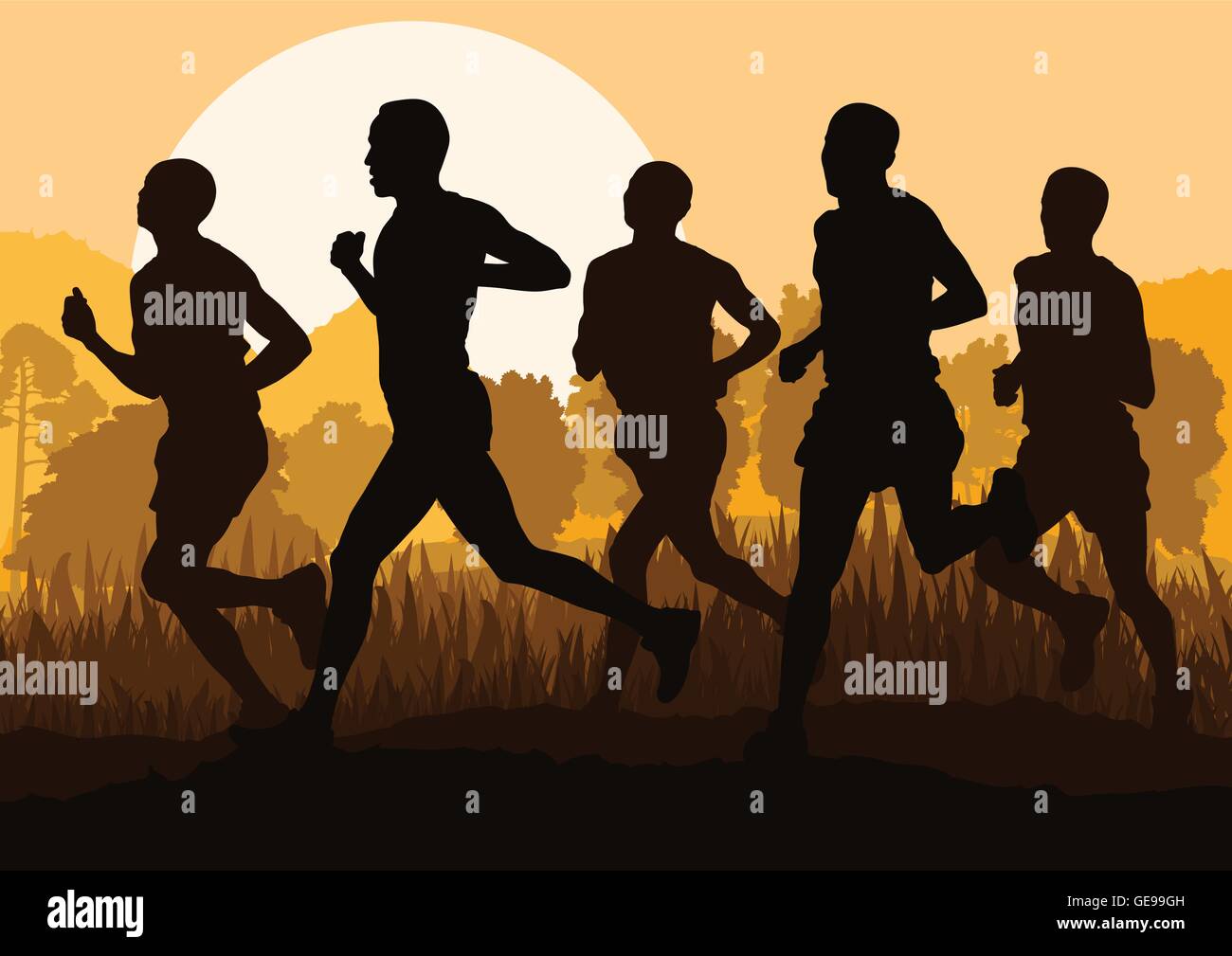 Man and women marathon runners vector background Stock Vector Image ...