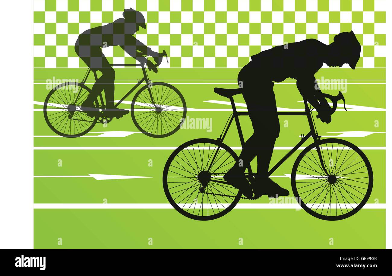 Sport road bike riders bicycle silhouettes in urban city road ...