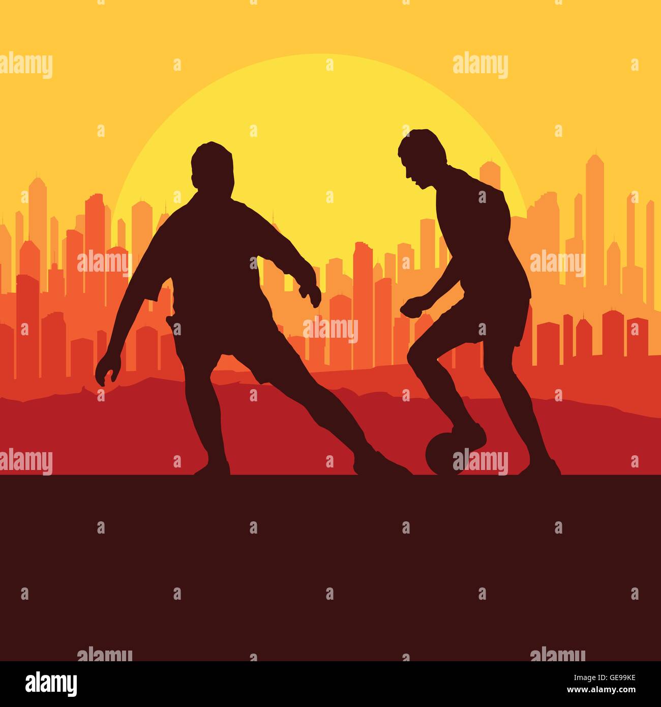 Soccer player vector background concept city landscape for poster Stock ...