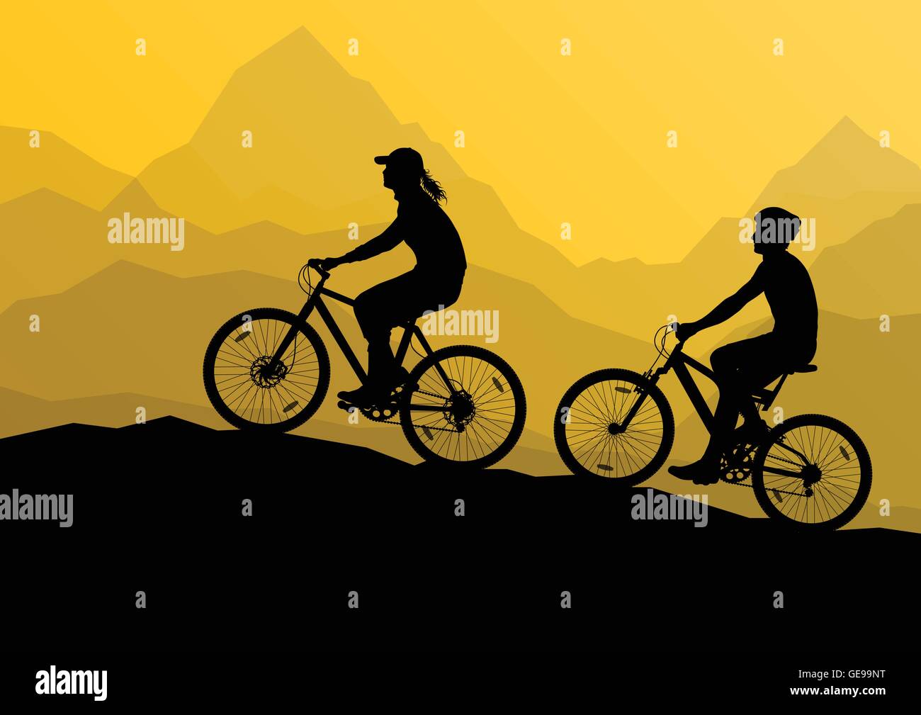 Cyclists in forest Stock Vector Images - Alamy