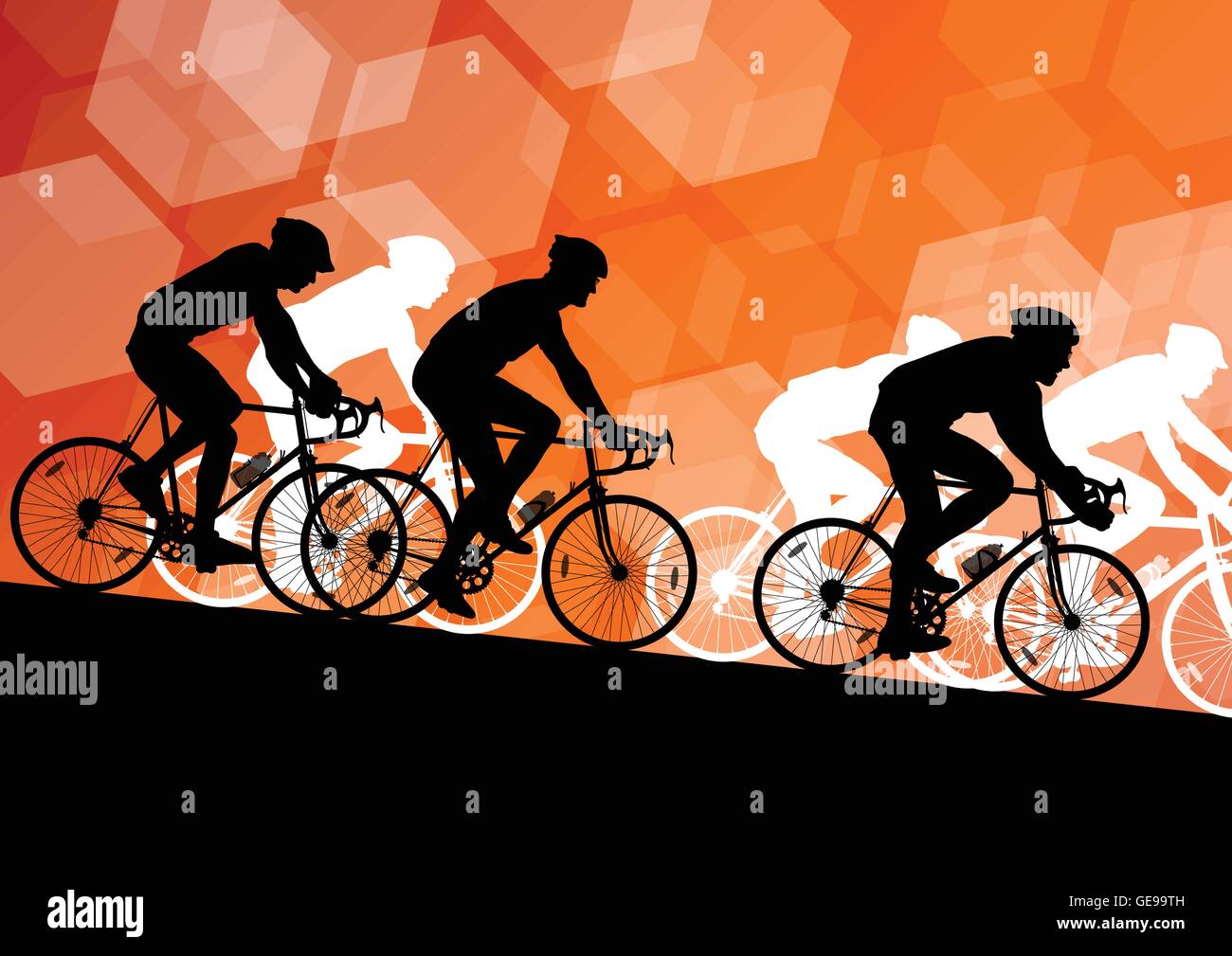 Active men cyclists bicycle riders in abstract sport landscape ...