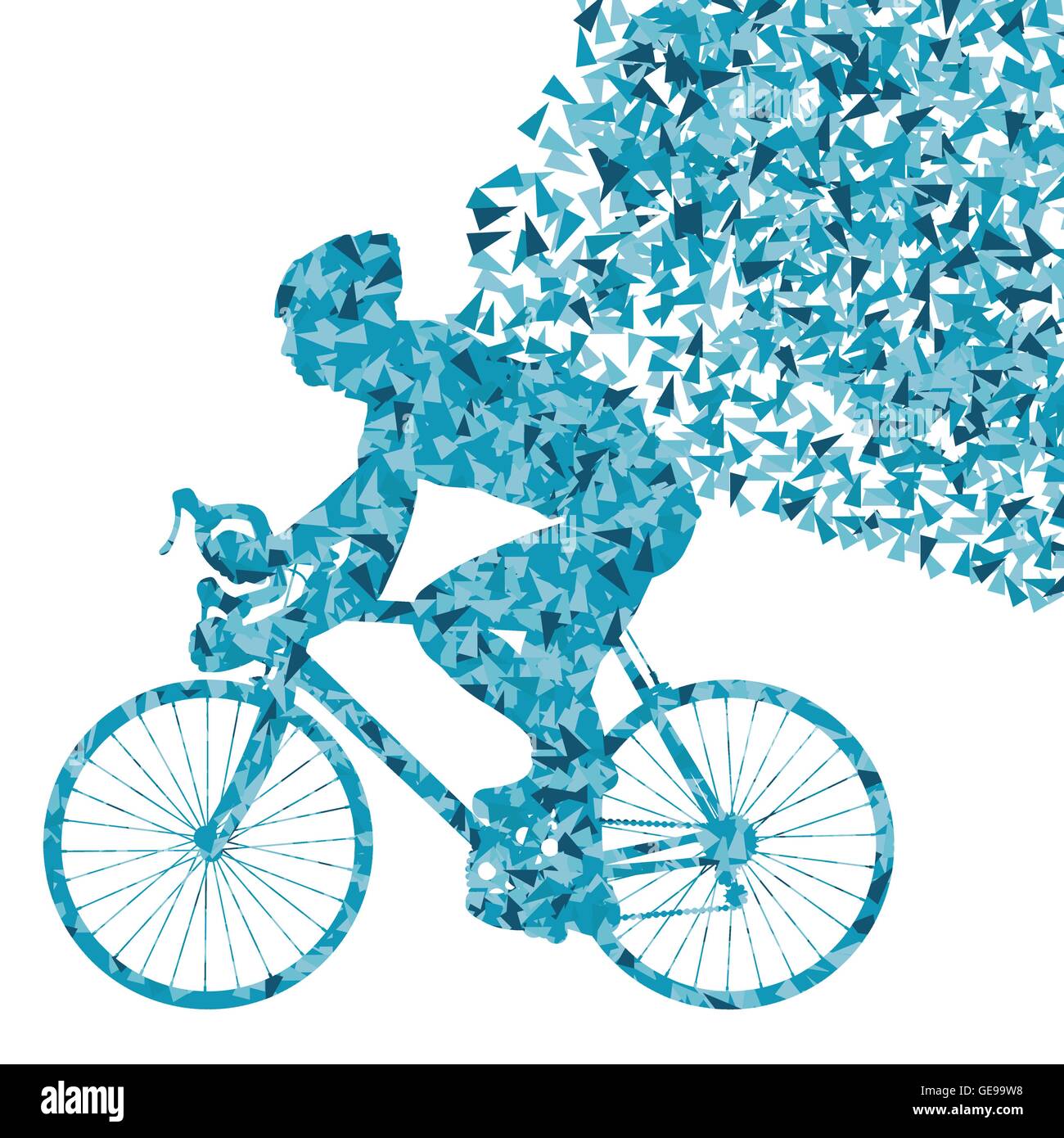 Cyclists rider winner vector background concept made of fragments ...