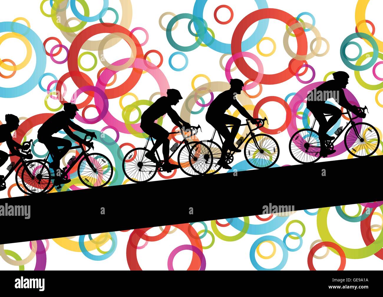 Active men cyclists bicycle riders in abstract sport landscape ...