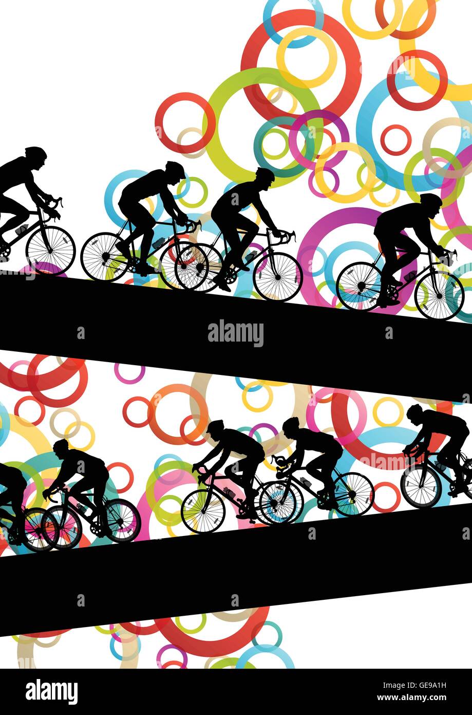 Active men cyclists bicycle riders in abstract sport landscape ...