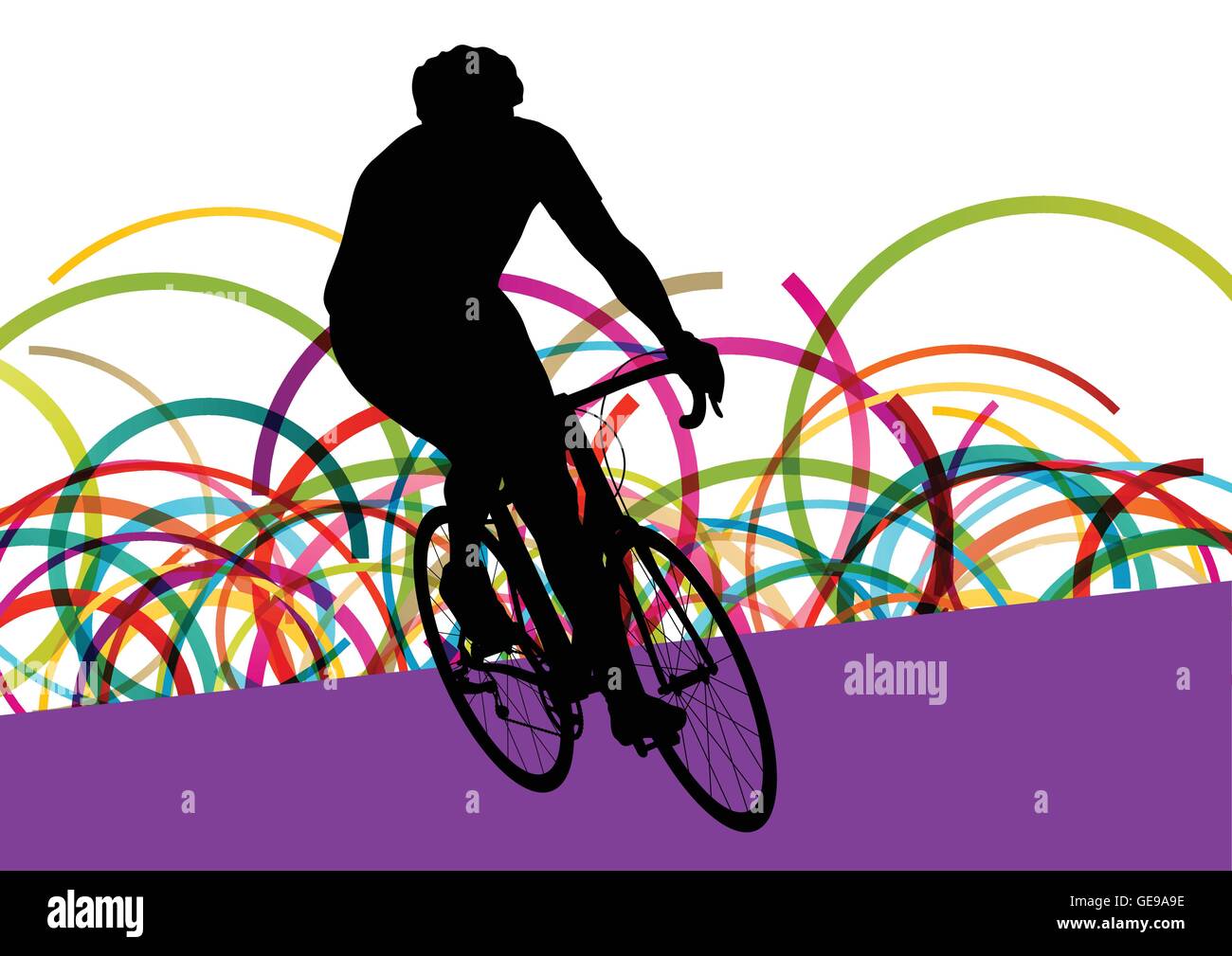 Cyclist in action vector abstract background illustration colorful ...