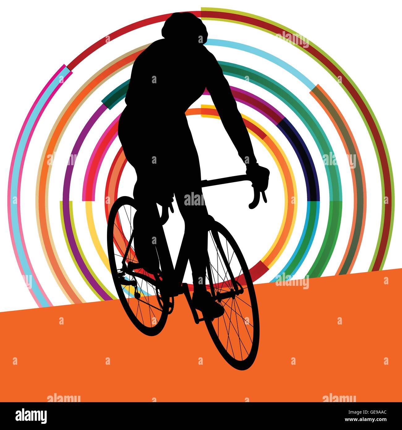 Cyclist in action vector abstract background illustration colorful ...
