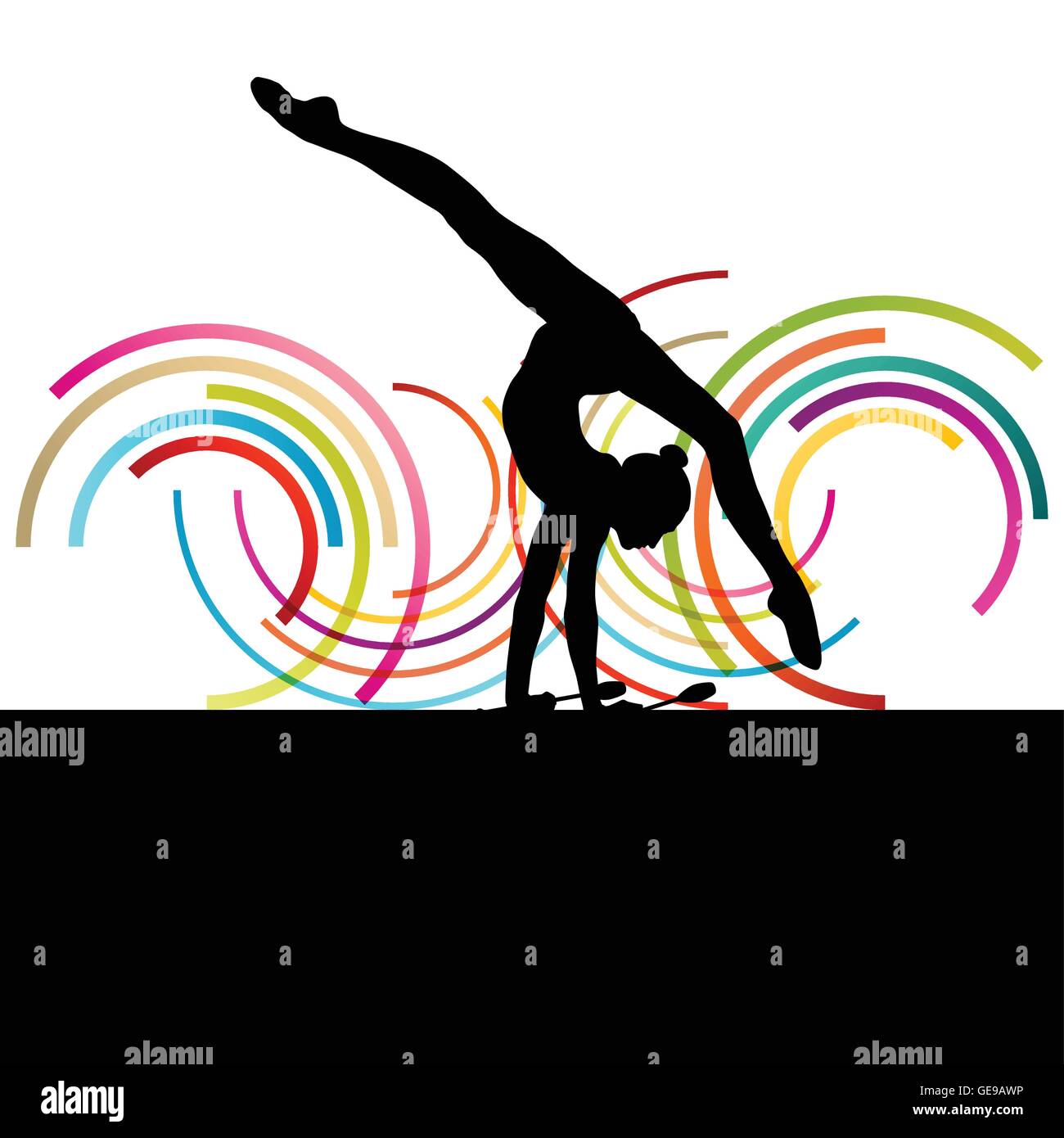 Female woman modern rhythmic gymnastics art with Indian clubs vector ...