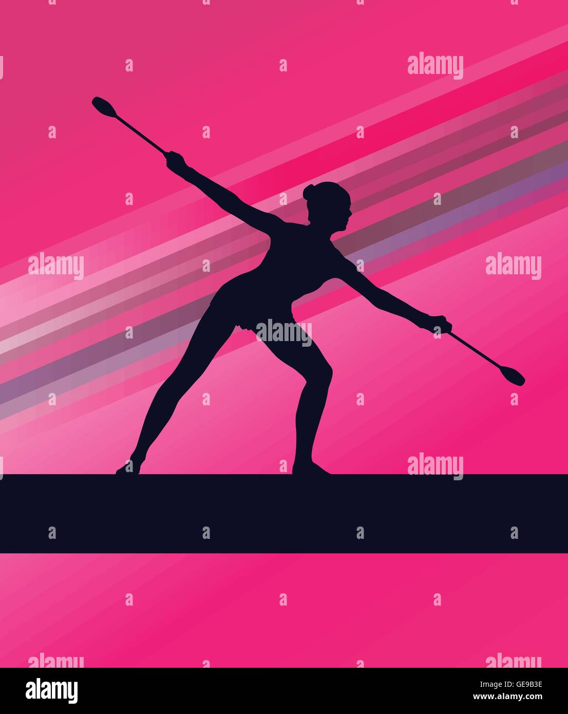 Rhythmic Gymnastics woman with clubs vector background concept Stock ...