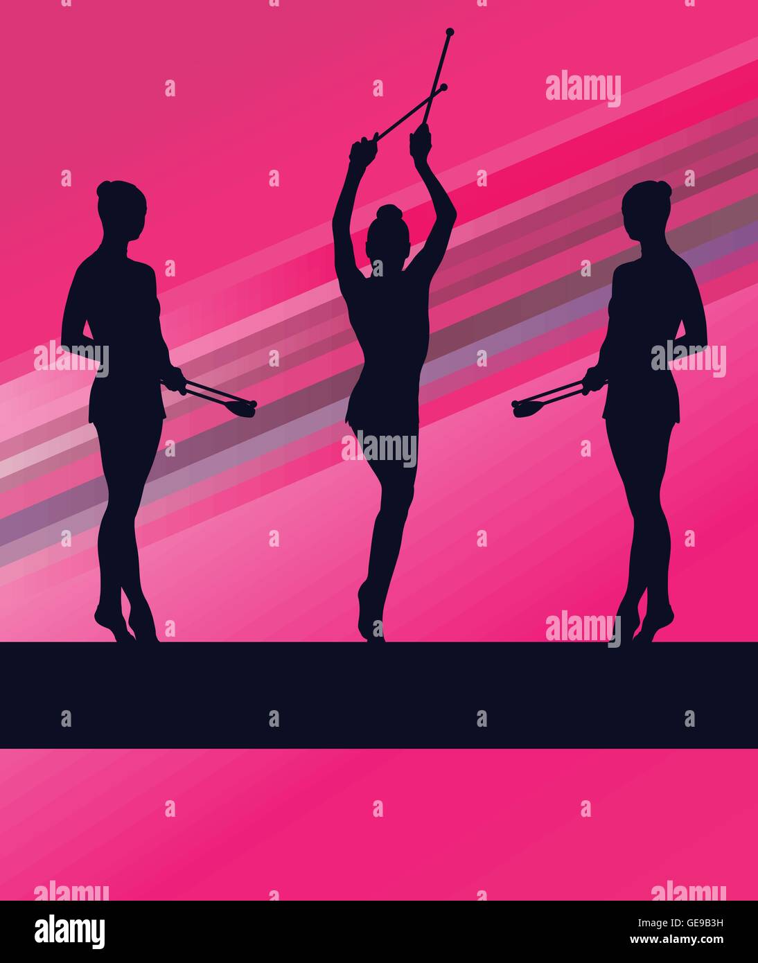 Rhythmic Gymnastics woman with clubs vector background concept Stock ...
