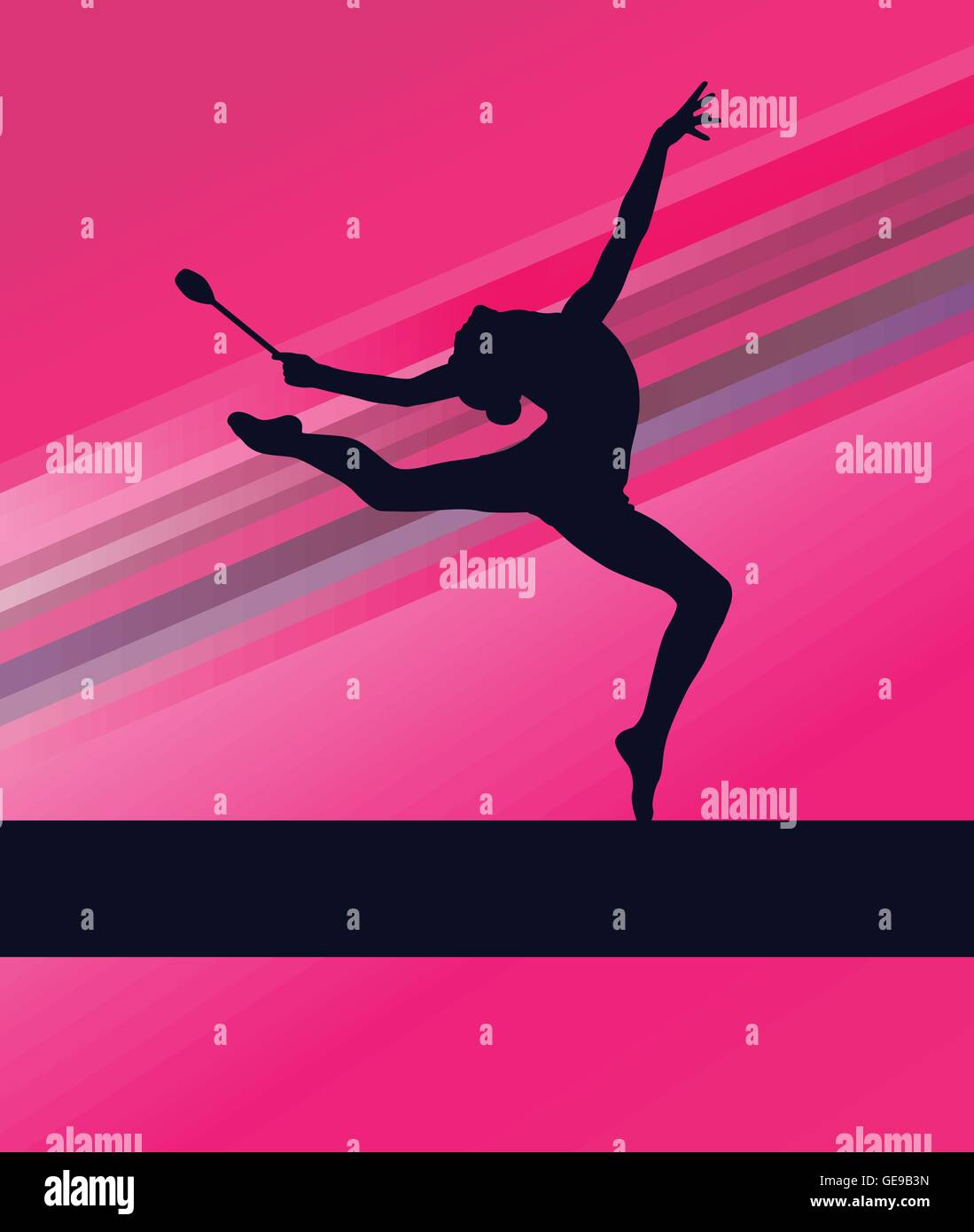 Rhythmic Gymnastics woman with clubs vector background concept Stock ...