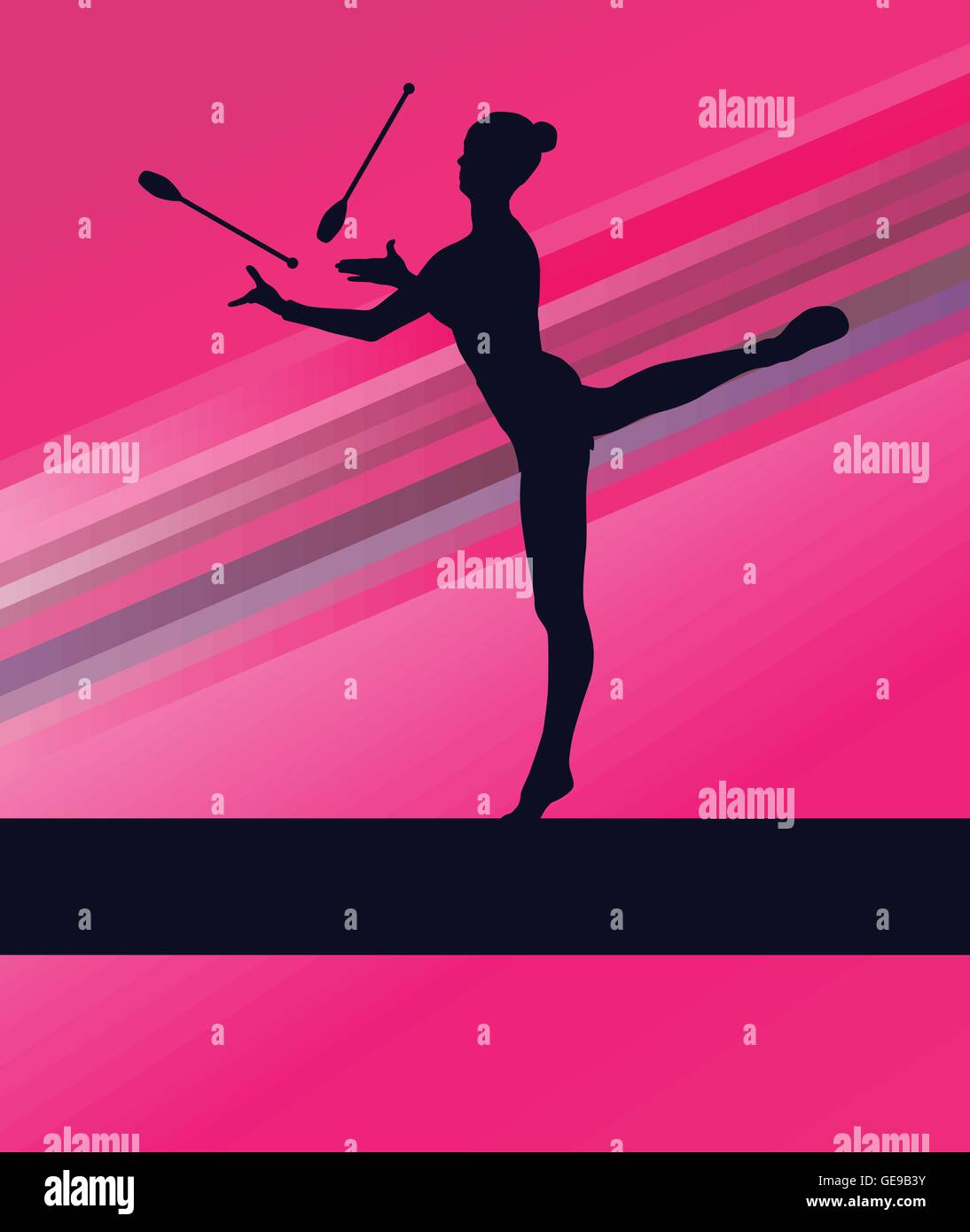 Rhythmic Gymnastics woman with clubs vector background concept Stock ...