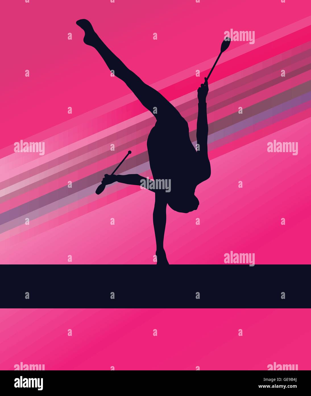 Rhythmic Gymnastics woman with clubs vector background concept Stock ...