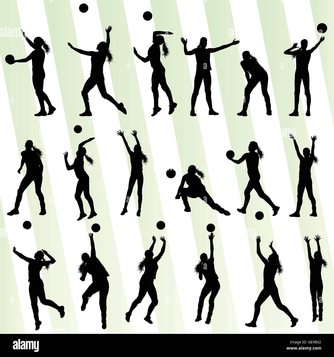 Volleyball woman player vector background set Stock Vector Image & Art ...