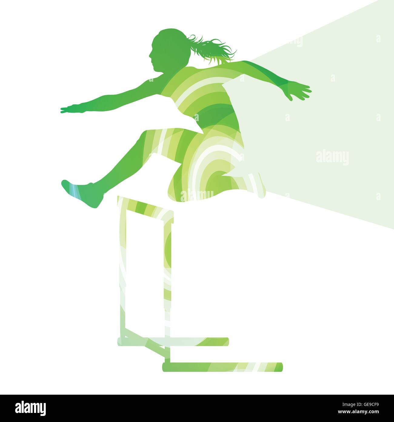 Female athlete clearing hurdle, race silhouette illustration, vector ...