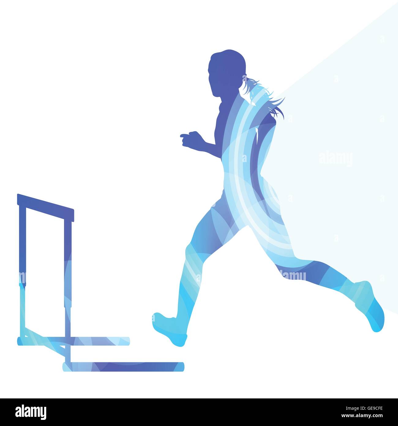 Female athlete clearing hurdle, race silhouette illustration, vector ...