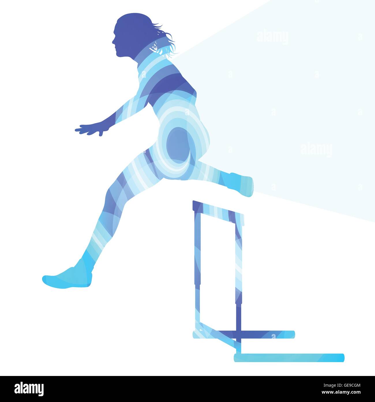 Female athlete clearing hurdle, race silhouette illustration, vector ...