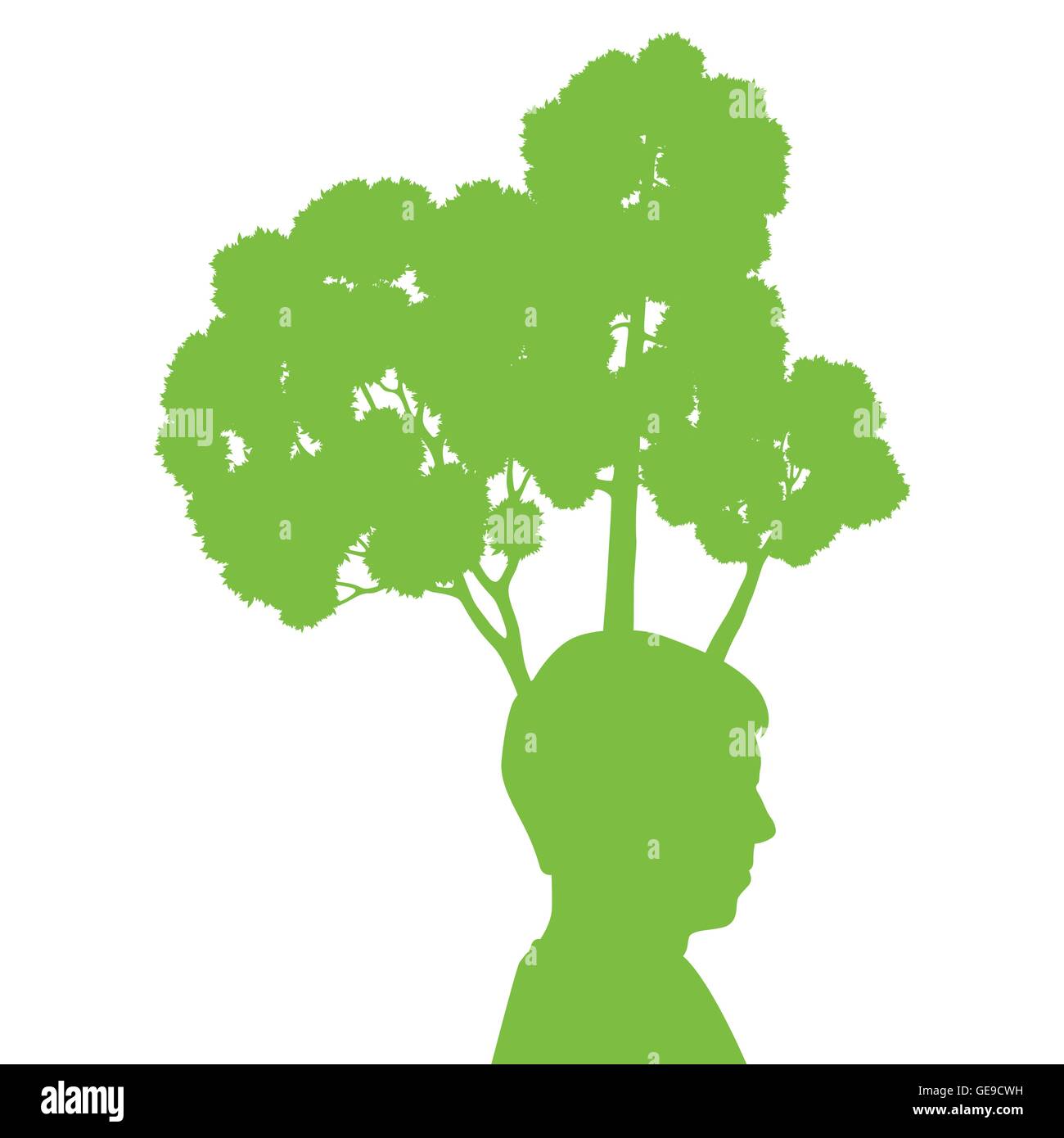 Man head with tree green ecology concept background for poster Stock ...