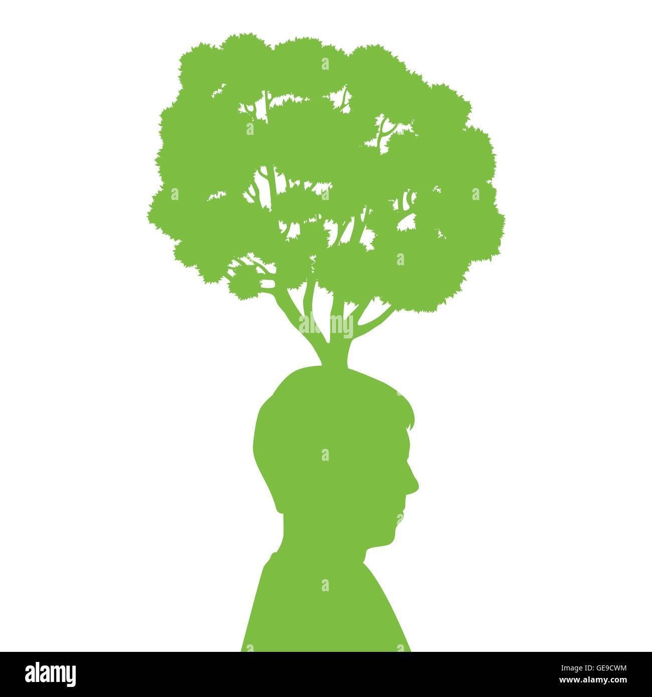 Man head with tree green ecology concept background for poster Stock ...