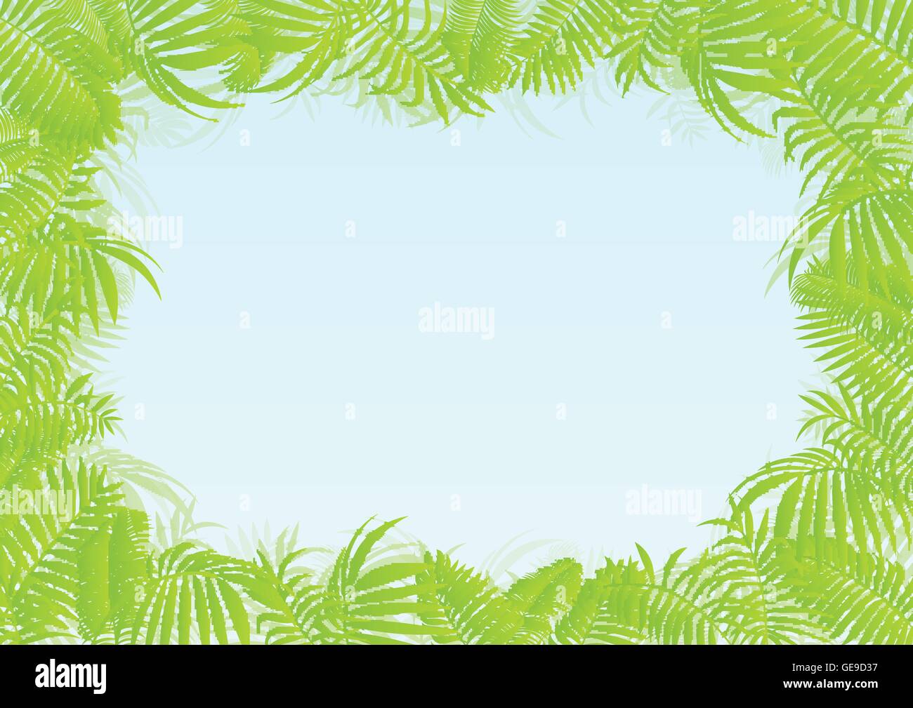 Exotic forest jungle leaves, grass and herbs vector background Stock ...