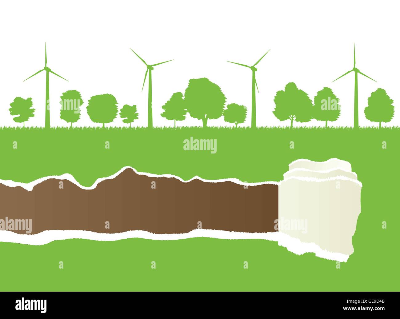 Ecology wind generator vector background with ripped paper copy space ...