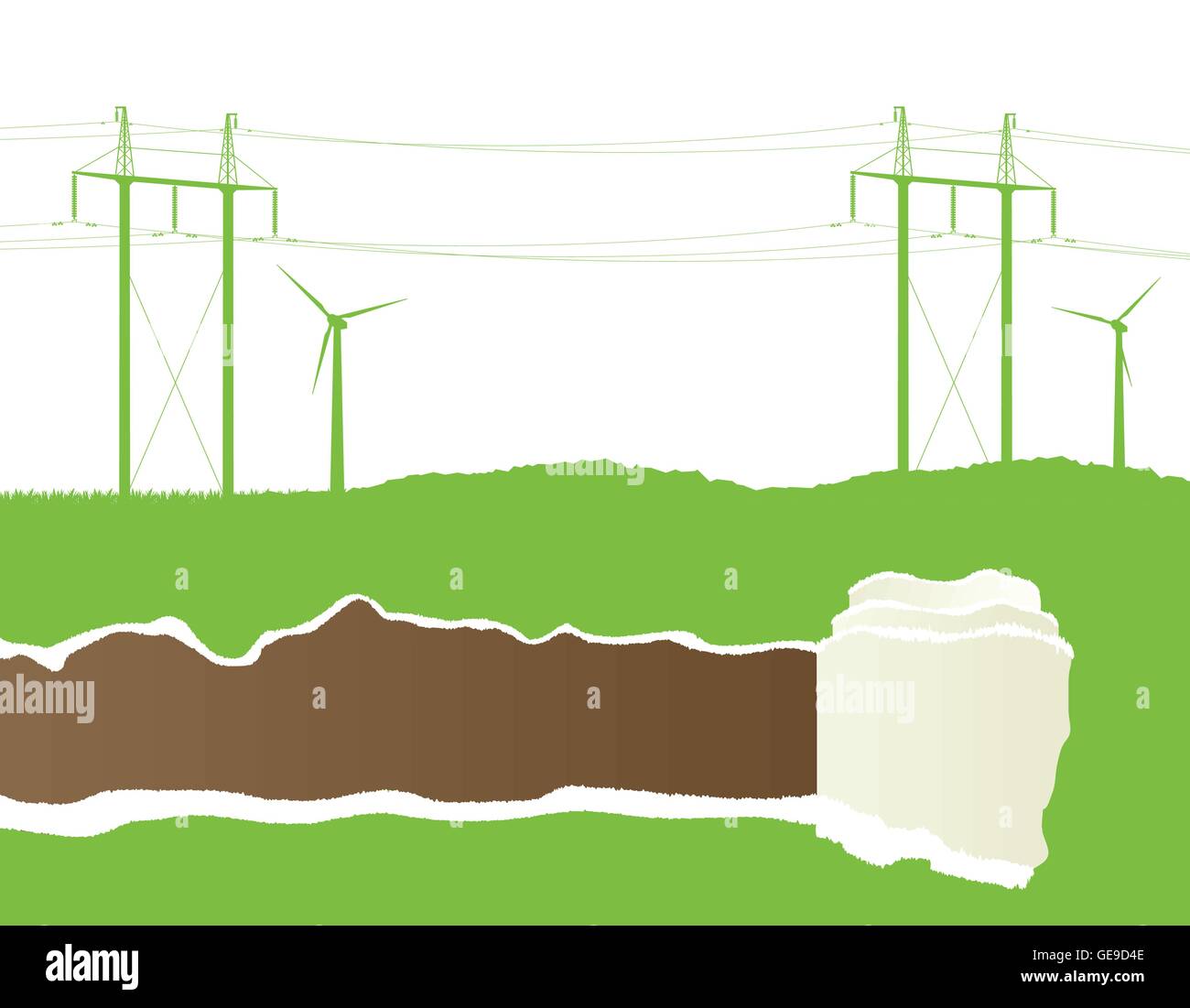 Wind alternative energy generator vector background with high voltage ...