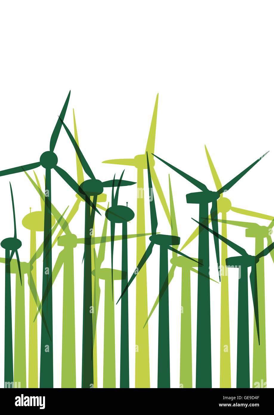 Green wind electricity generators grass ecology concept illustration ...