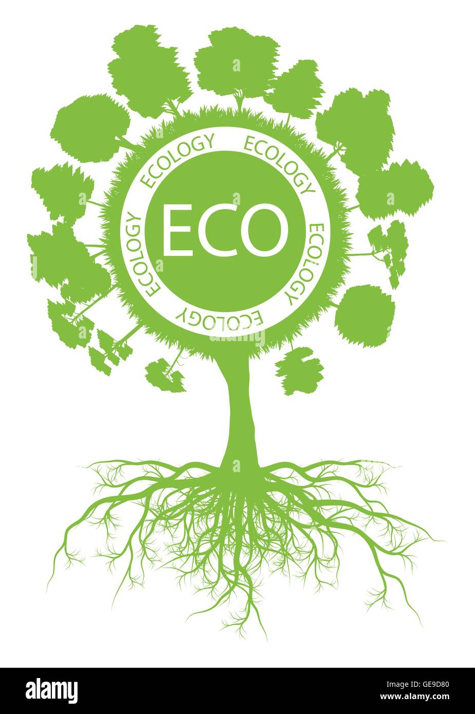 Ecology environmental green tree with roots vector background concept ...