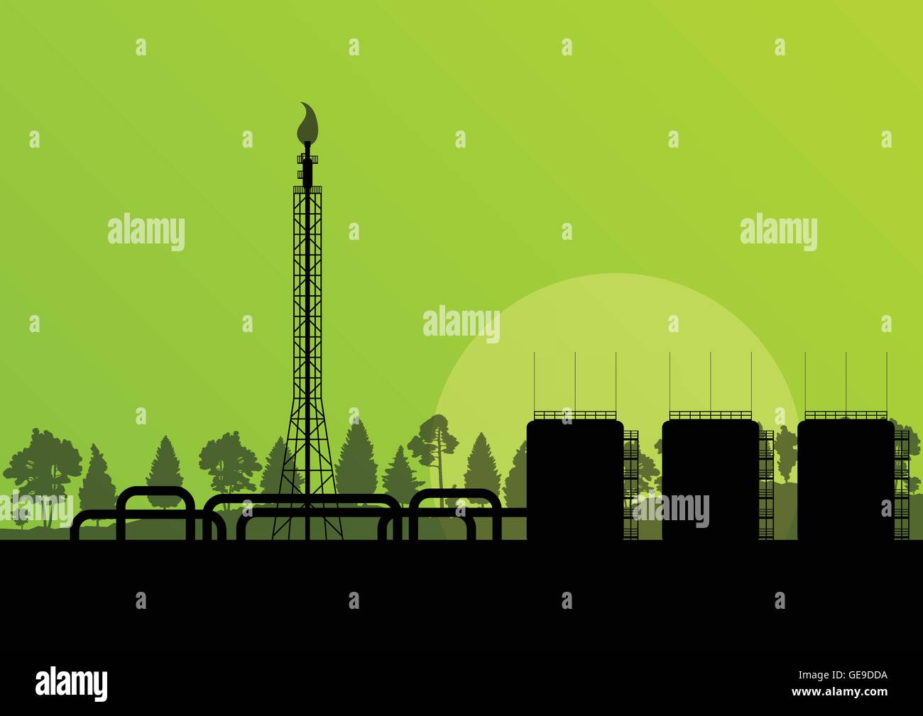 Oil refinery industrial factory landscape illustration background ...