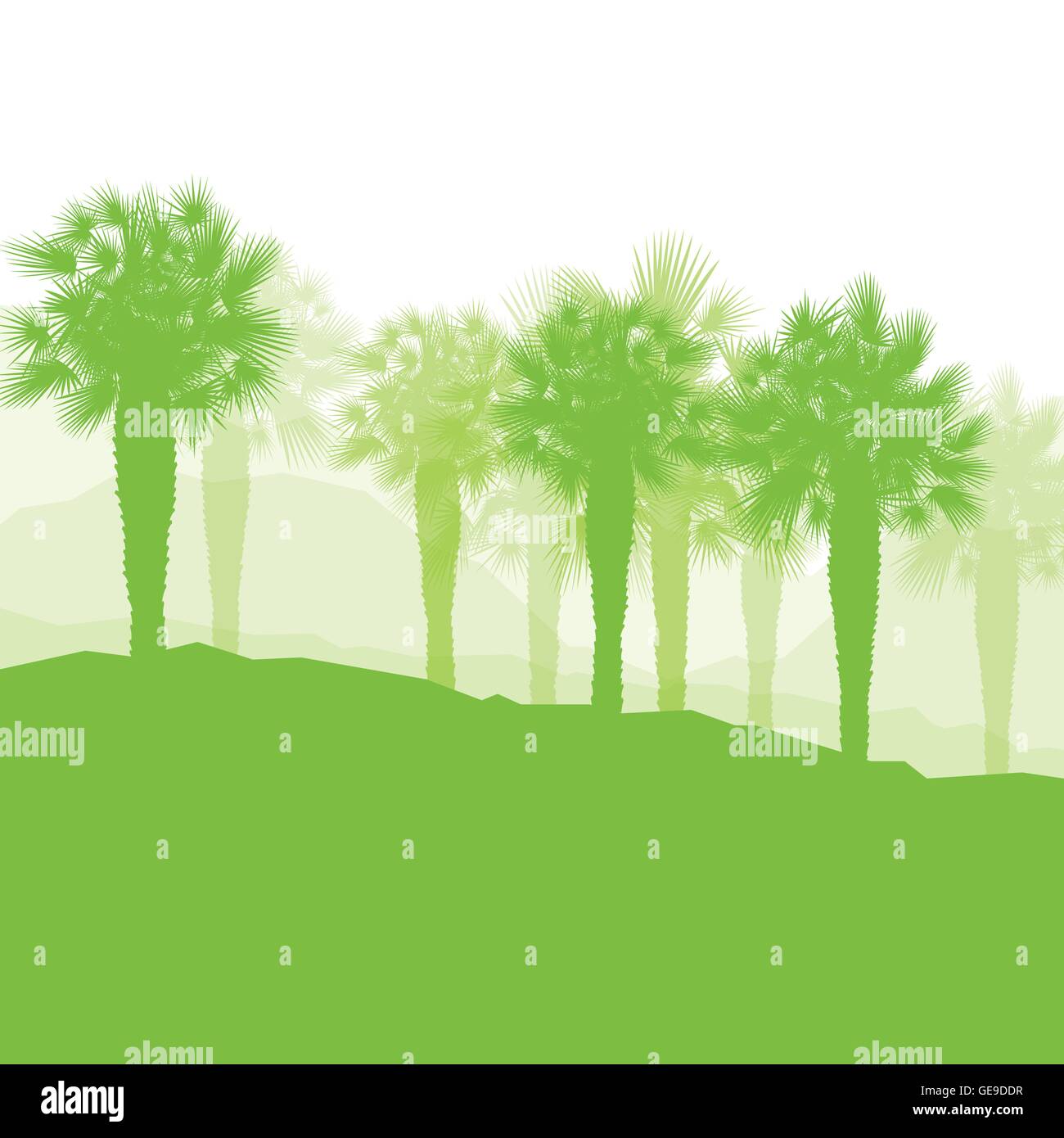 Palm tree landscape ecology environment green concept background vector ...