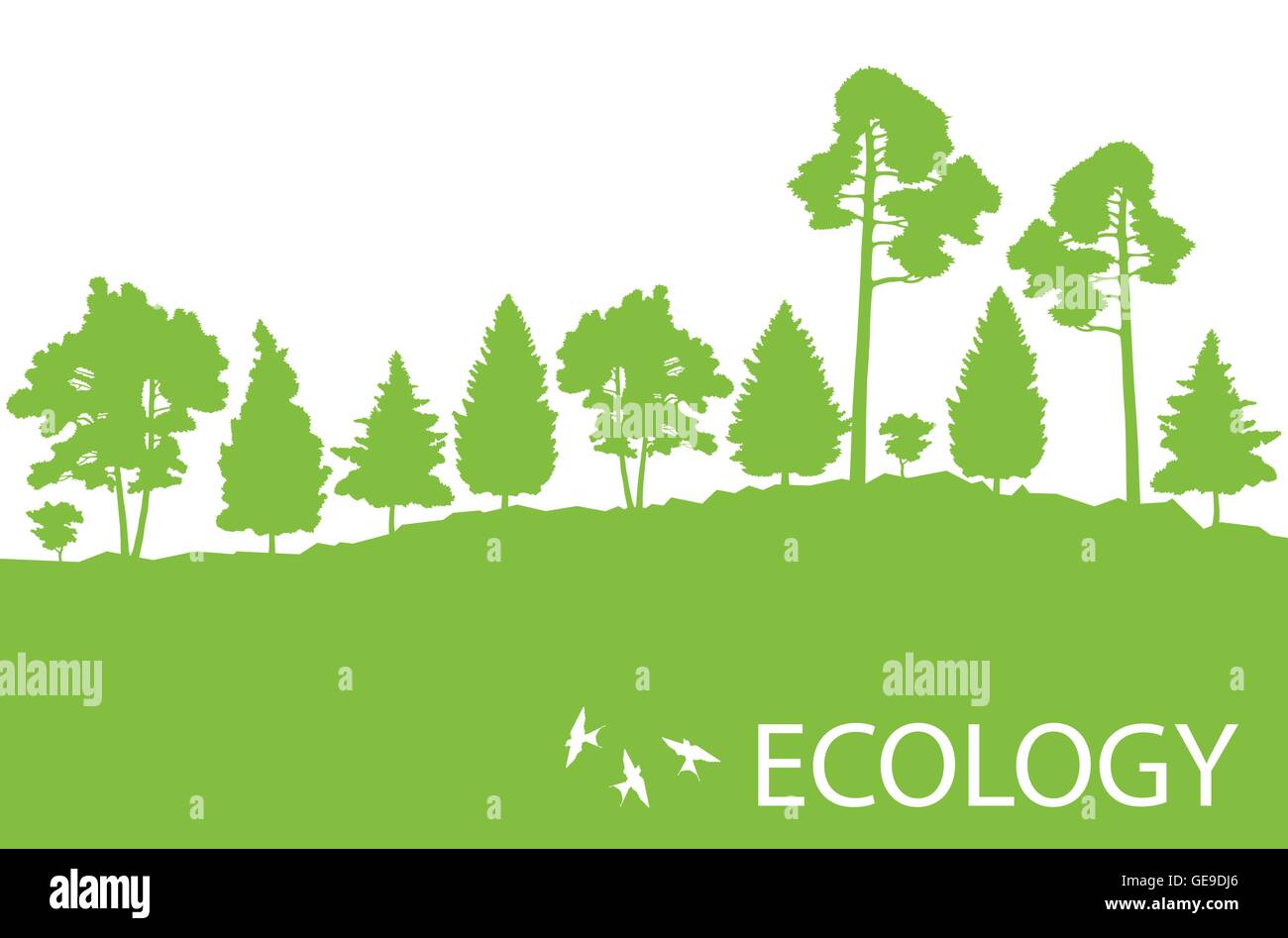 Ecology concept detailed forest tree illustration vector background ...