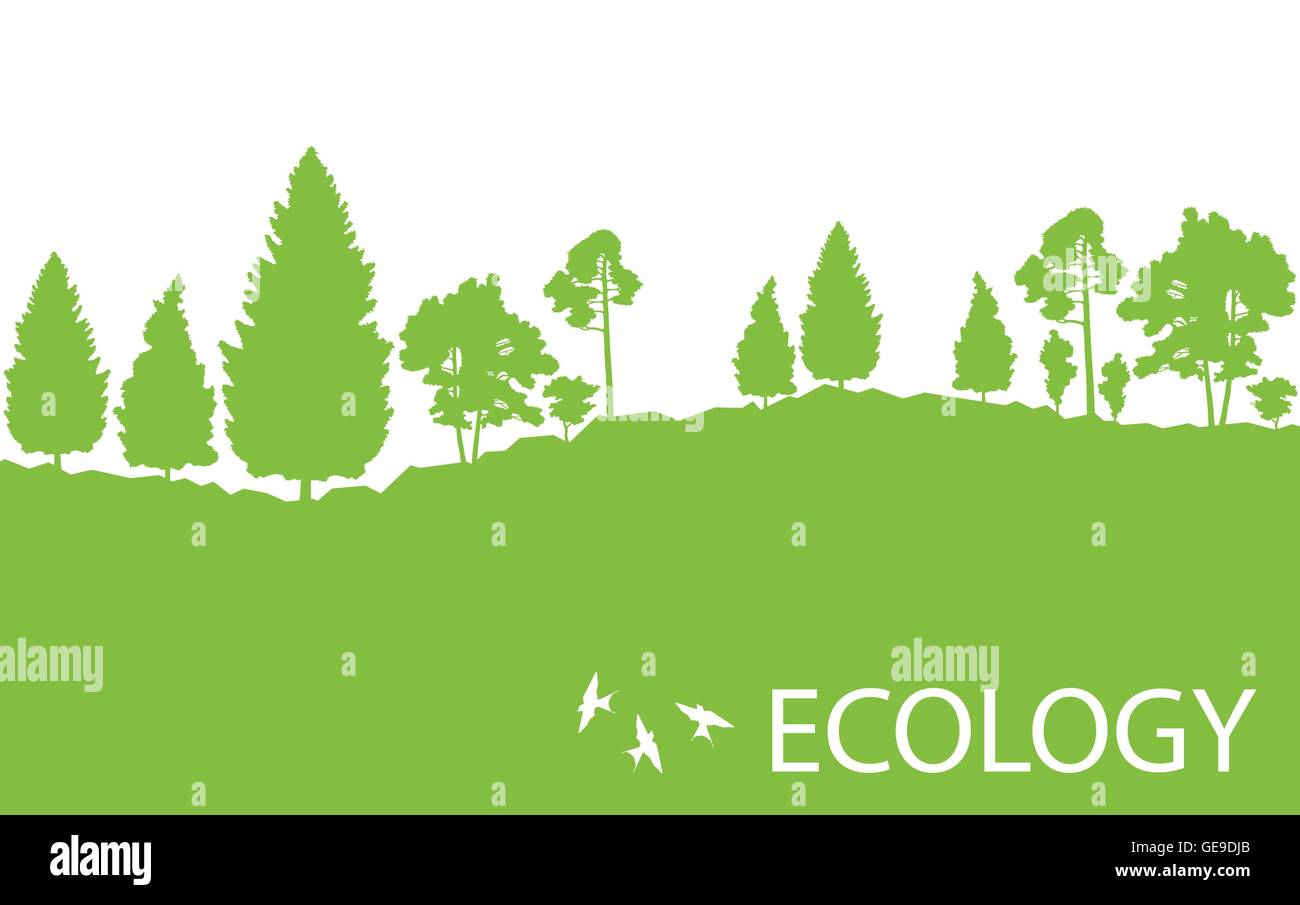 Ecology concept detailed forest tree illustration vector background ...