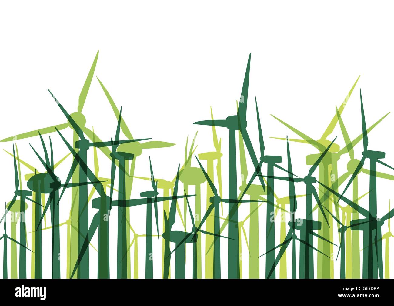 Green wind electricity generators grass ecology concept illustration ...