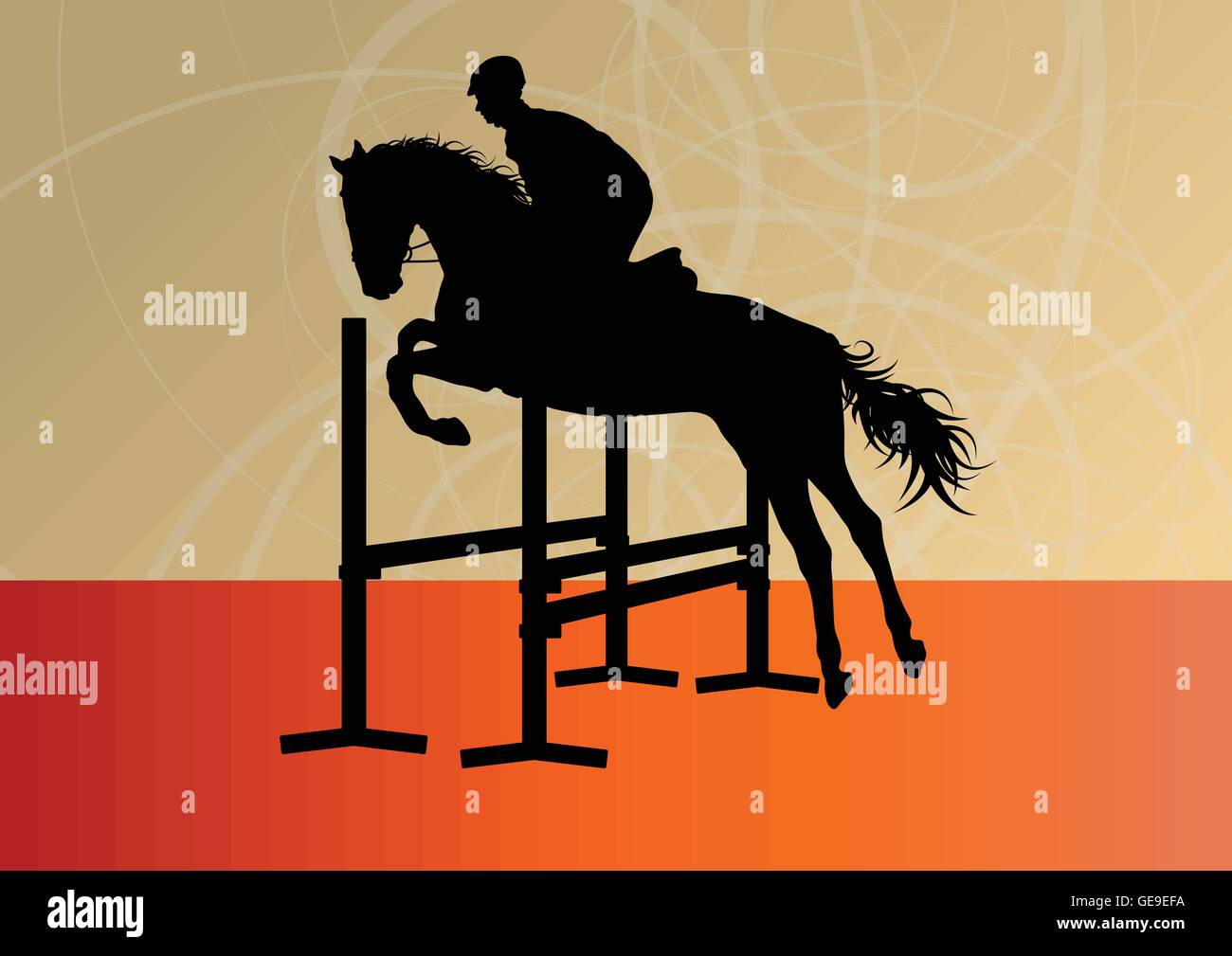 Jumping horses with jockey equestrian sport vector background concept ...