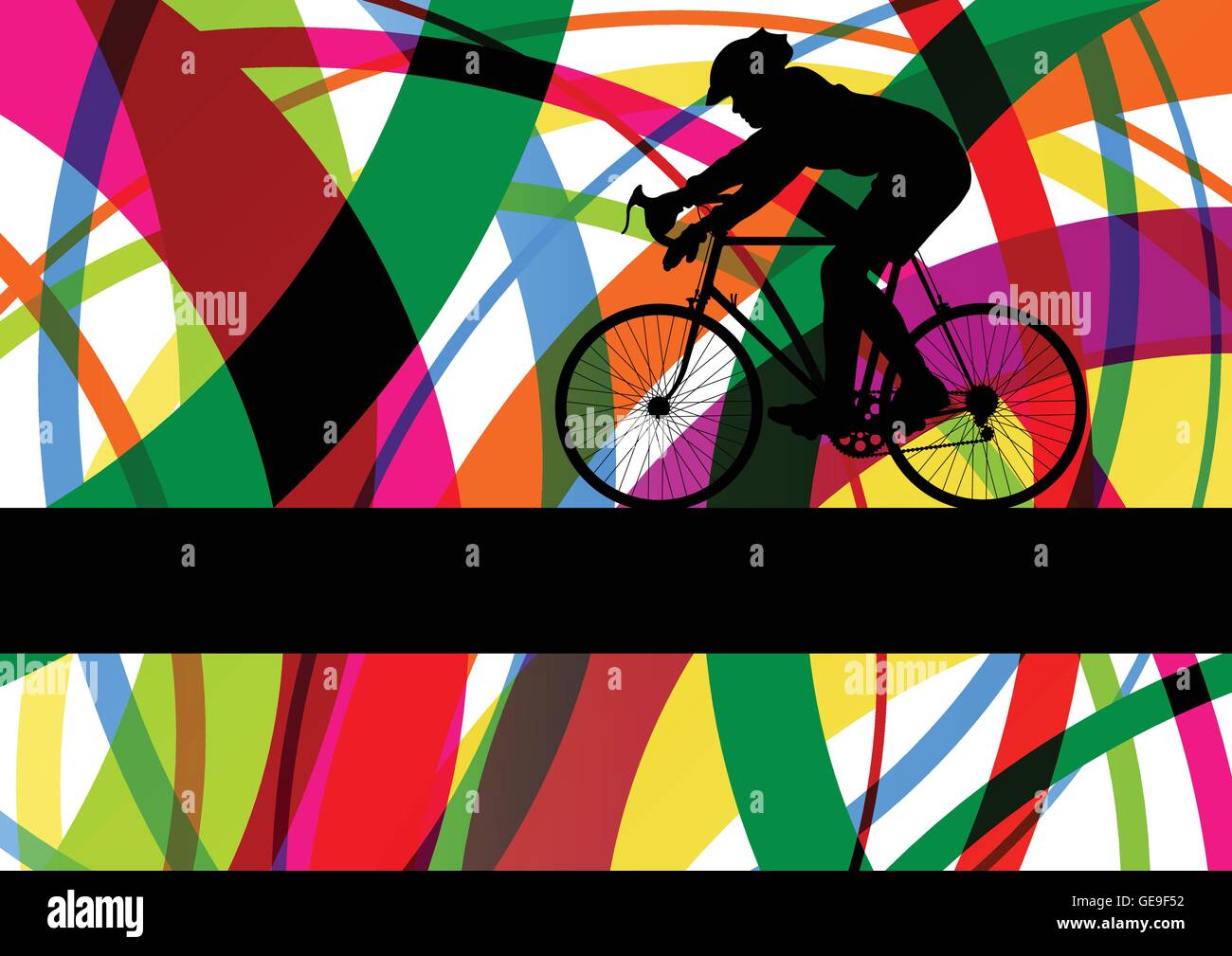 Sport road bike rider bicycle silhouette in colorful abstract line ...