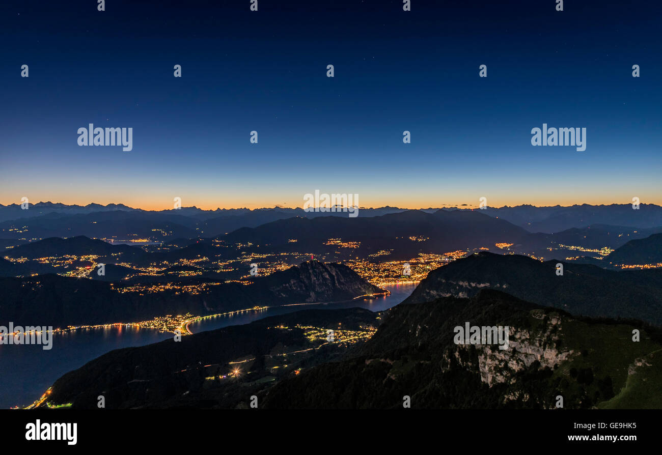 Lugano by night Stock Photo - Alamy