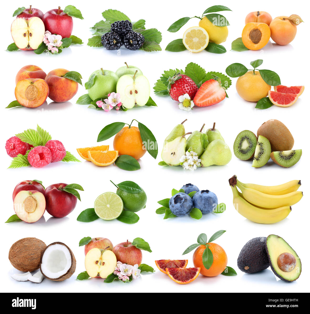 Fruits fruit collection orange apple apples banana strawberry isolated ...
