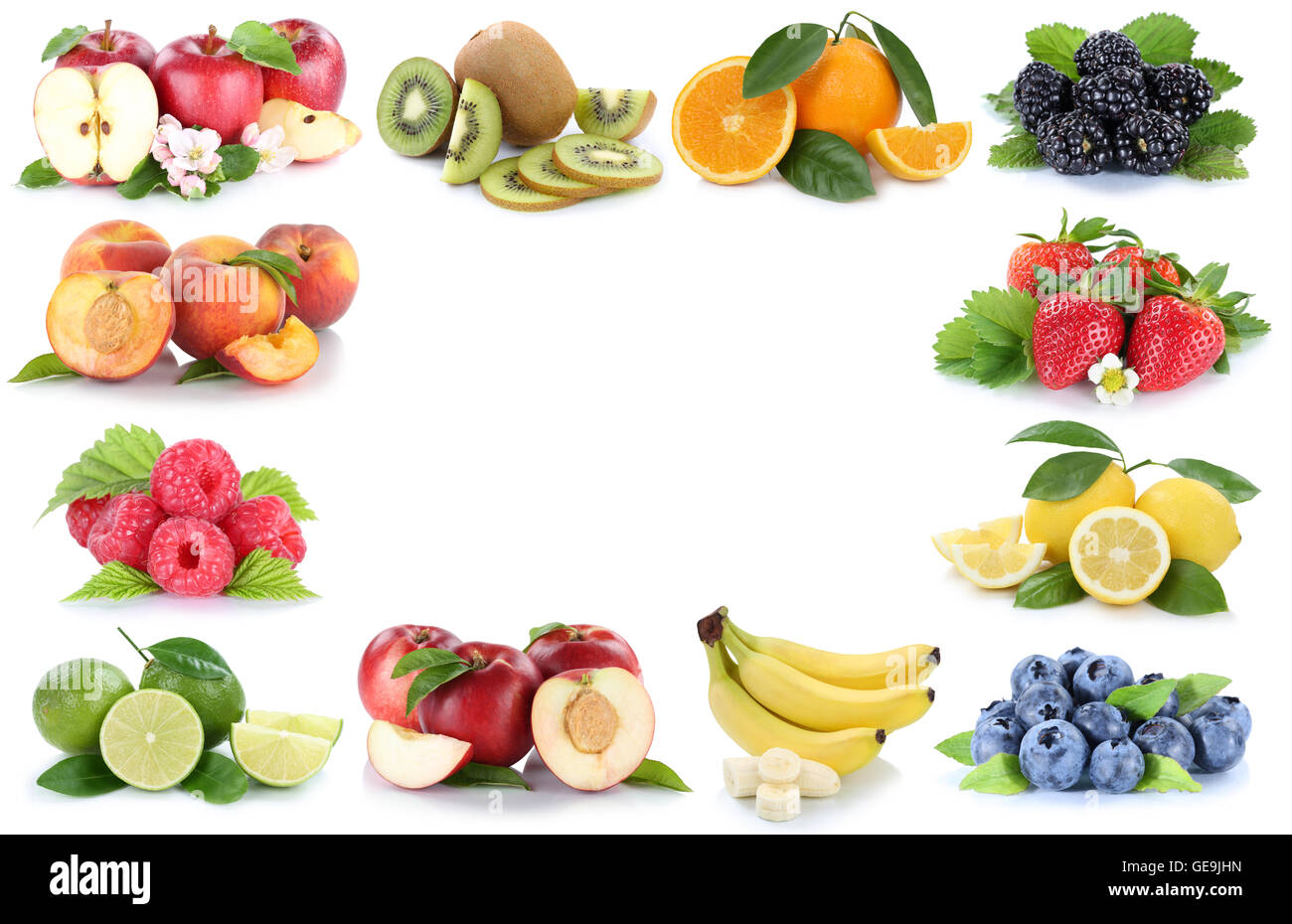 Fruits fresh fruit frame with copyspace copy space Stock Photo - Alamy