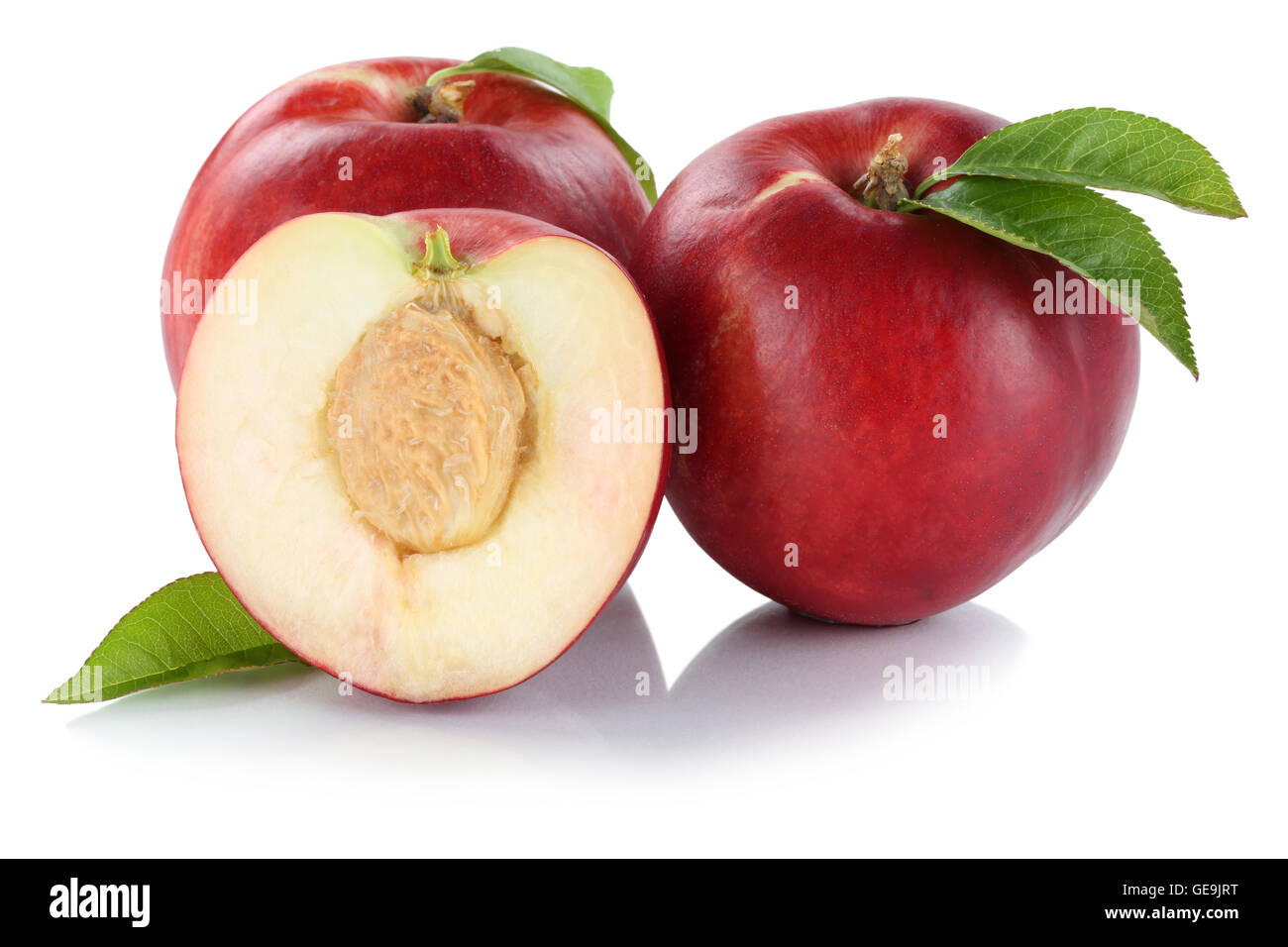 Nectarine nectarines fruit fresh fruits isolated on a white background ...