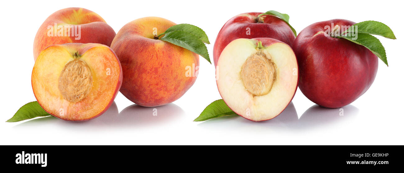 Peach nectarine peaches nectarines fruit fresh fruits isolated on a ...