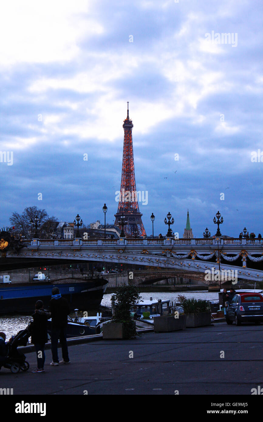 Eiffel Tower in the landscape of Paris Stock Photo - Alamy