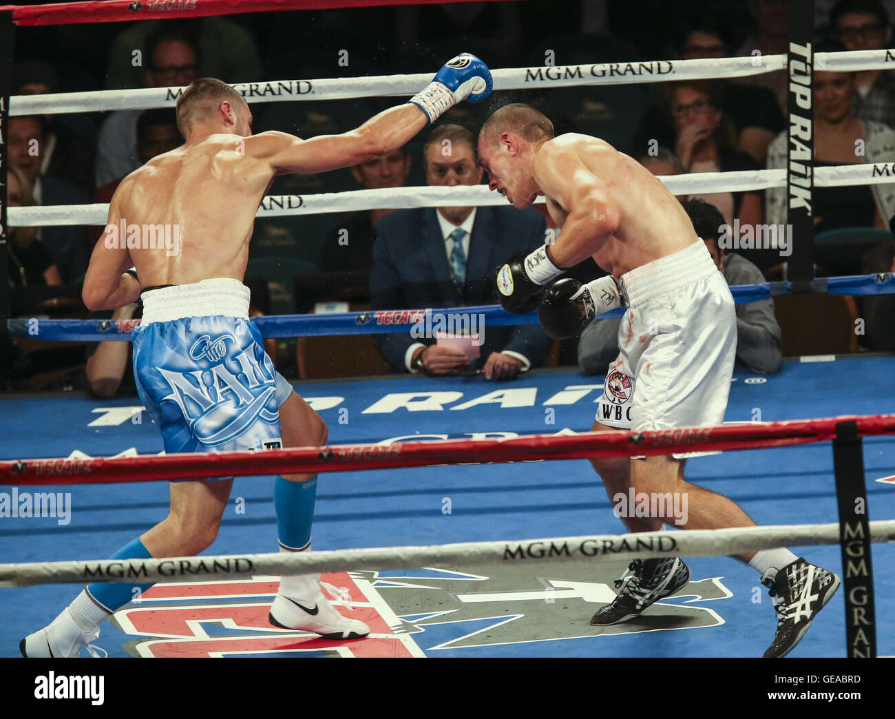 Las Vegas, Nevada, USA. 23rd July, 2016. Tommy Karpency fights against ...