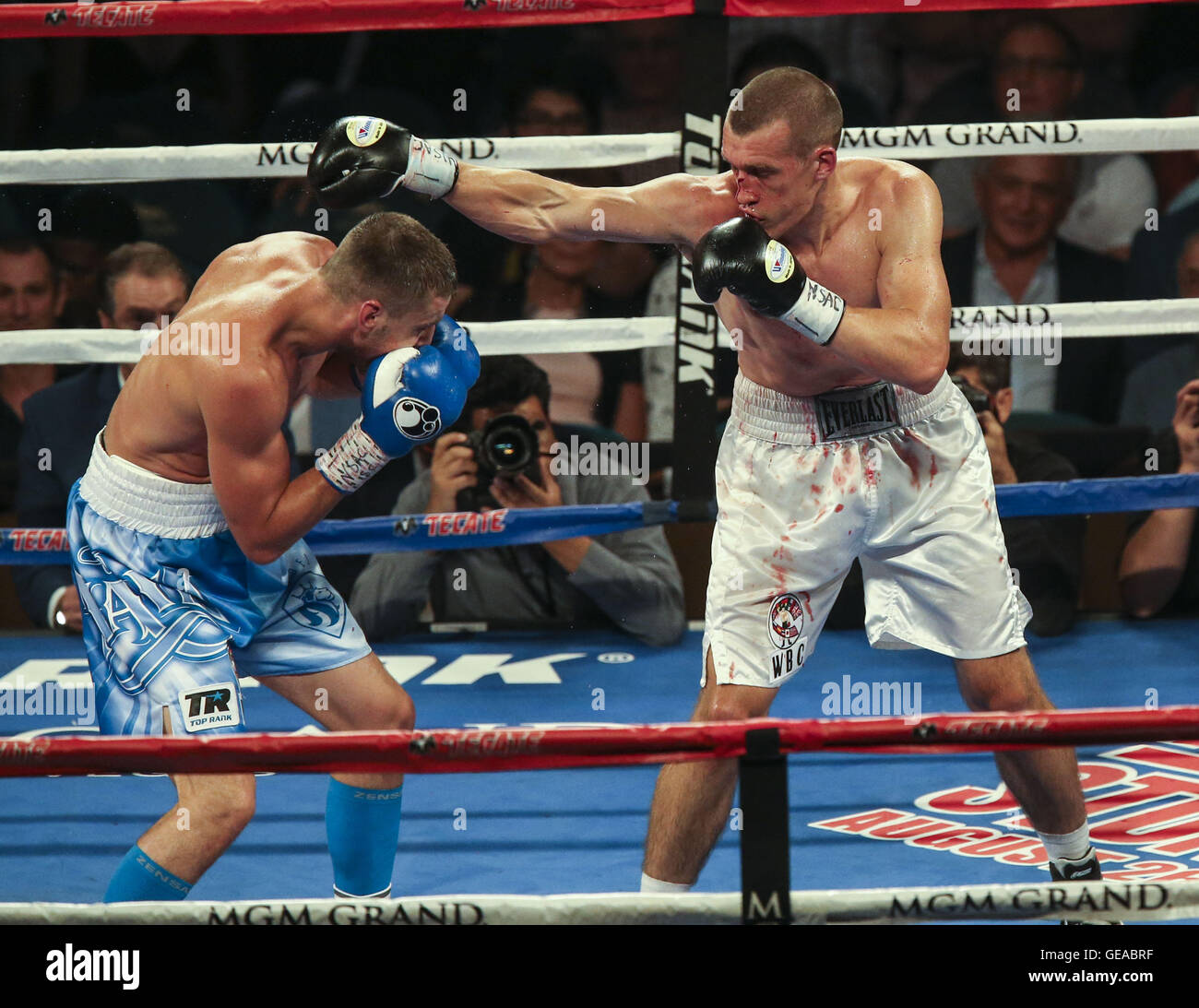 Las Vegas, Nevada, USA. 23rd July, 2016. Tommy Karpency fights against ...