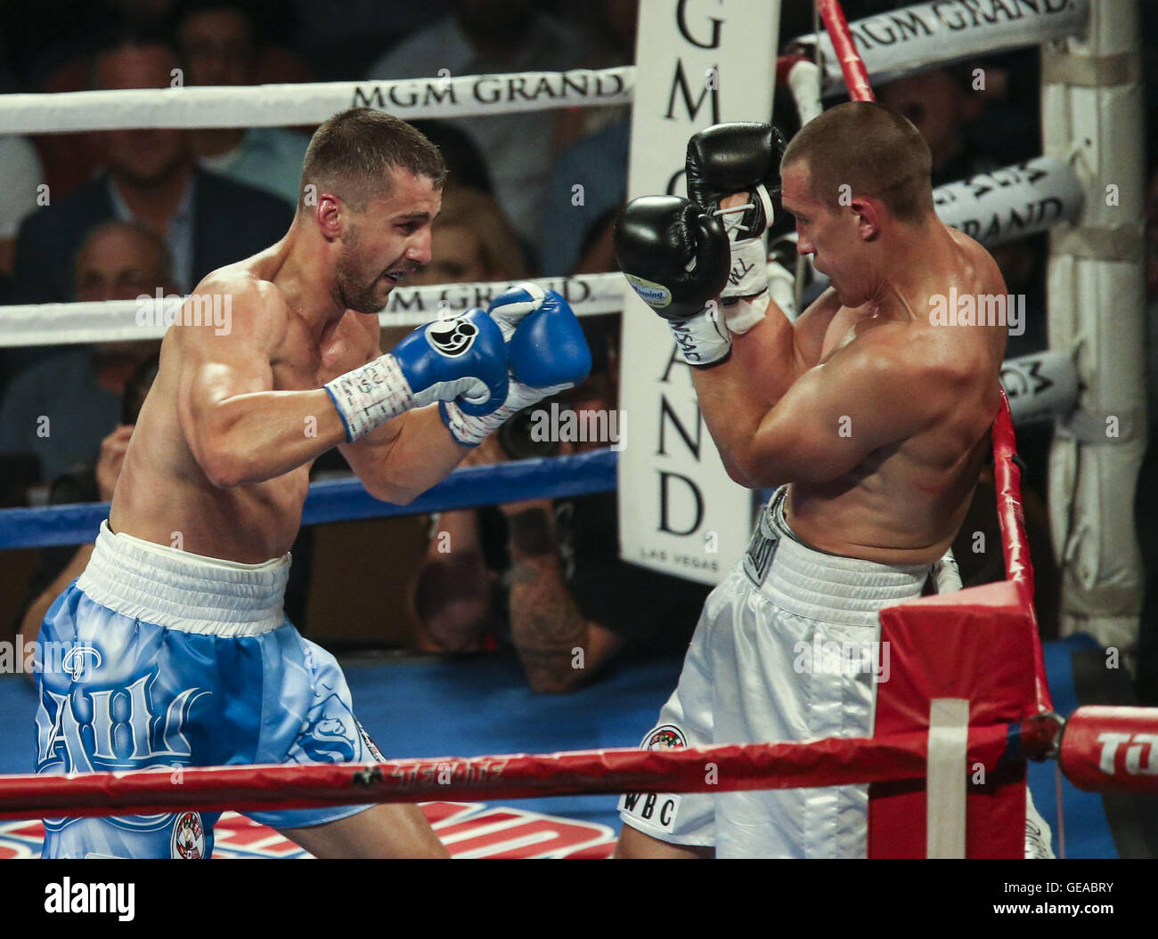 Las Vegas, Nevada, USA. 23rd July, 2016. Tommy Karpency fights against ...